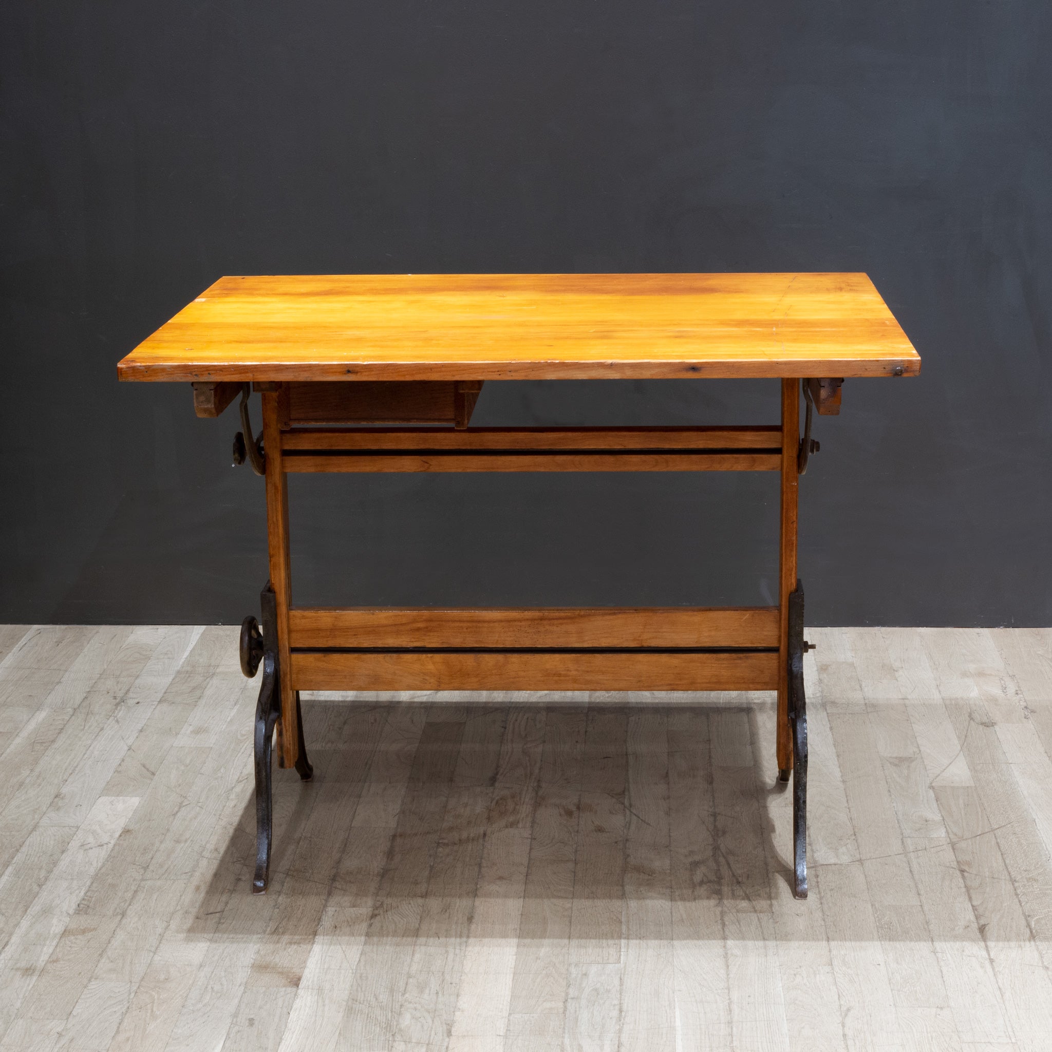 Antique Refinished A. Lietz Co. Wood and Cast Iron Drafting Table c ...