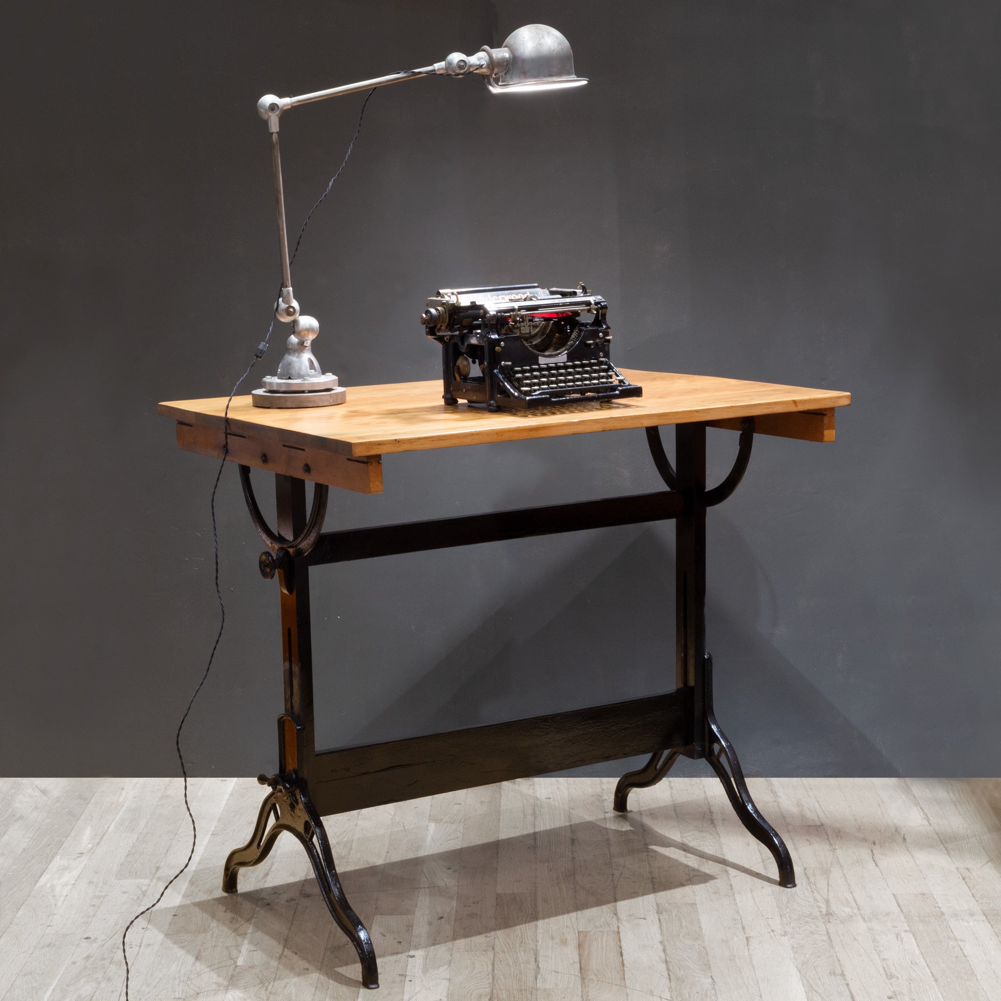 Antique Refinished Wood and Cast Iron Drafting Table c.1930 | S16 Home