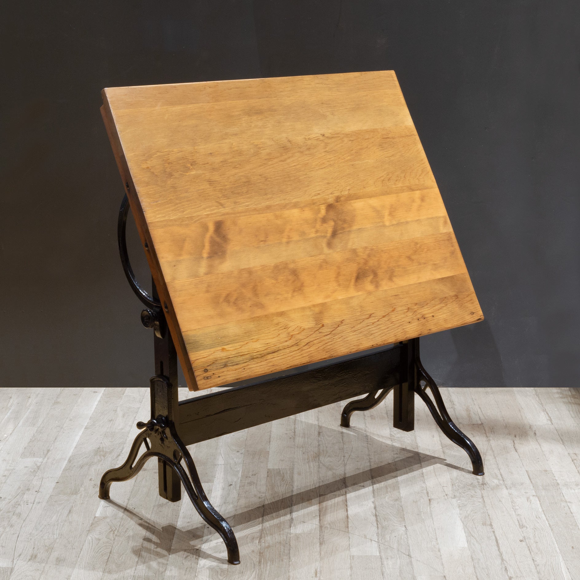 Antique Refinished Wood and Cast Iron Drafting Table c.1930 | S16 Home