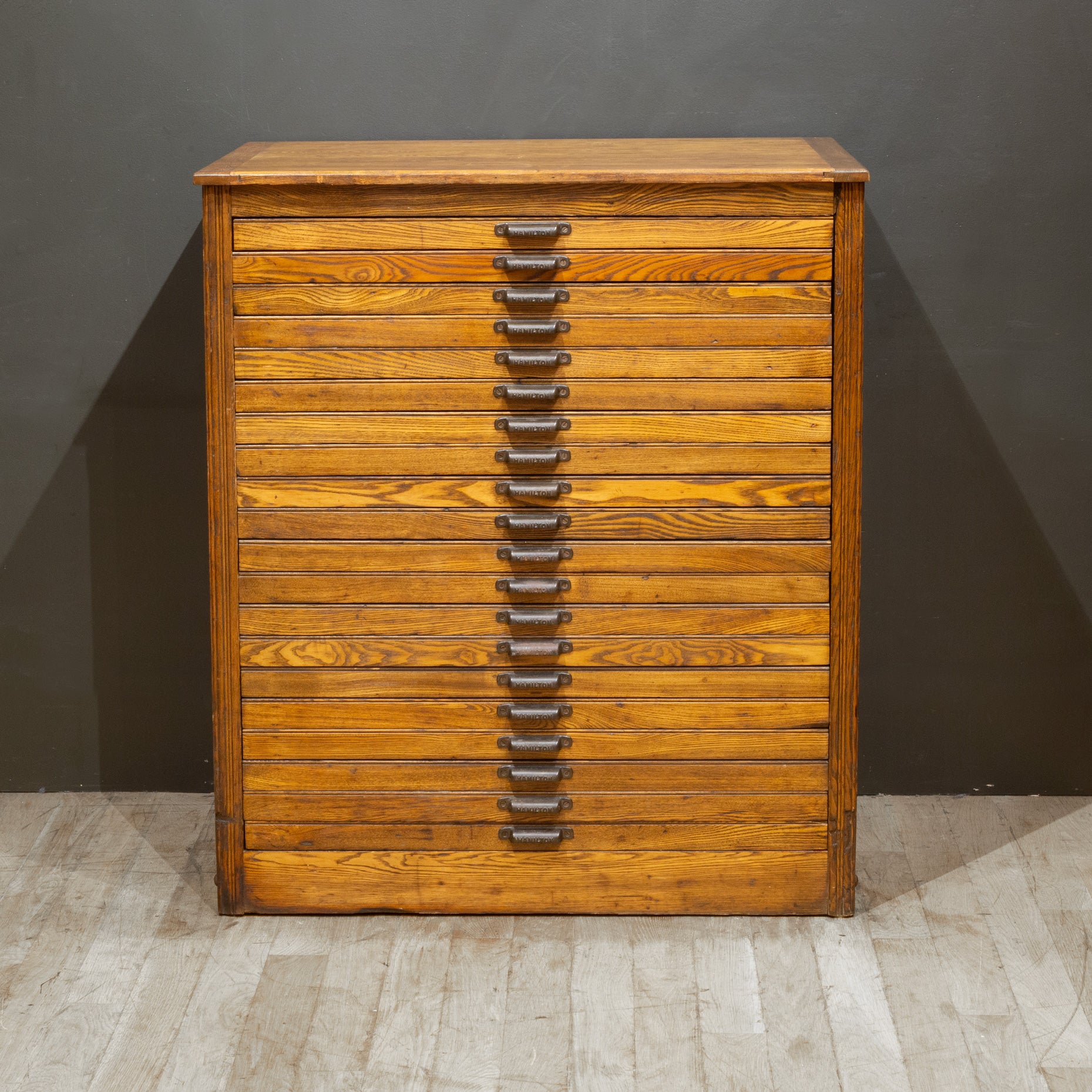 Antique Hamilton Printer's 20 Drawer Typeset Industrial Cabinet c.1920 ...
