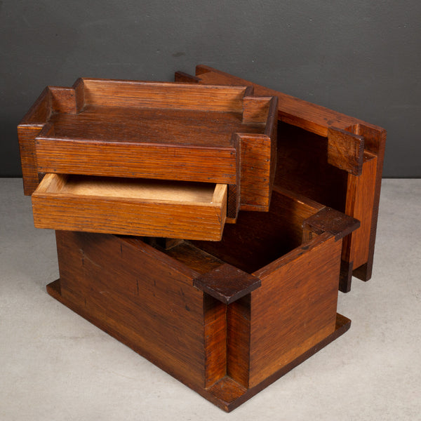 Handmade Wooden Boxwith Inner Tray and Secret Drawer c.1880-1920 | S16 Home