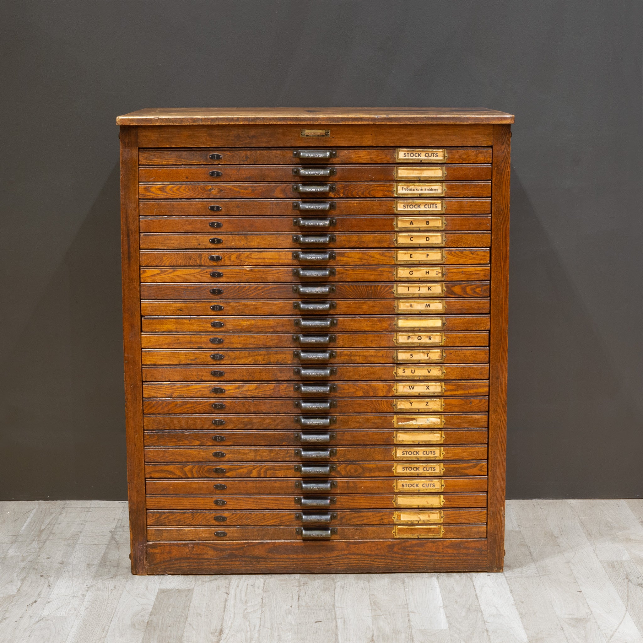 Antique Hamilton Industrial Typesetter's 24 Drawer Cabinet c.1920-1930 ...