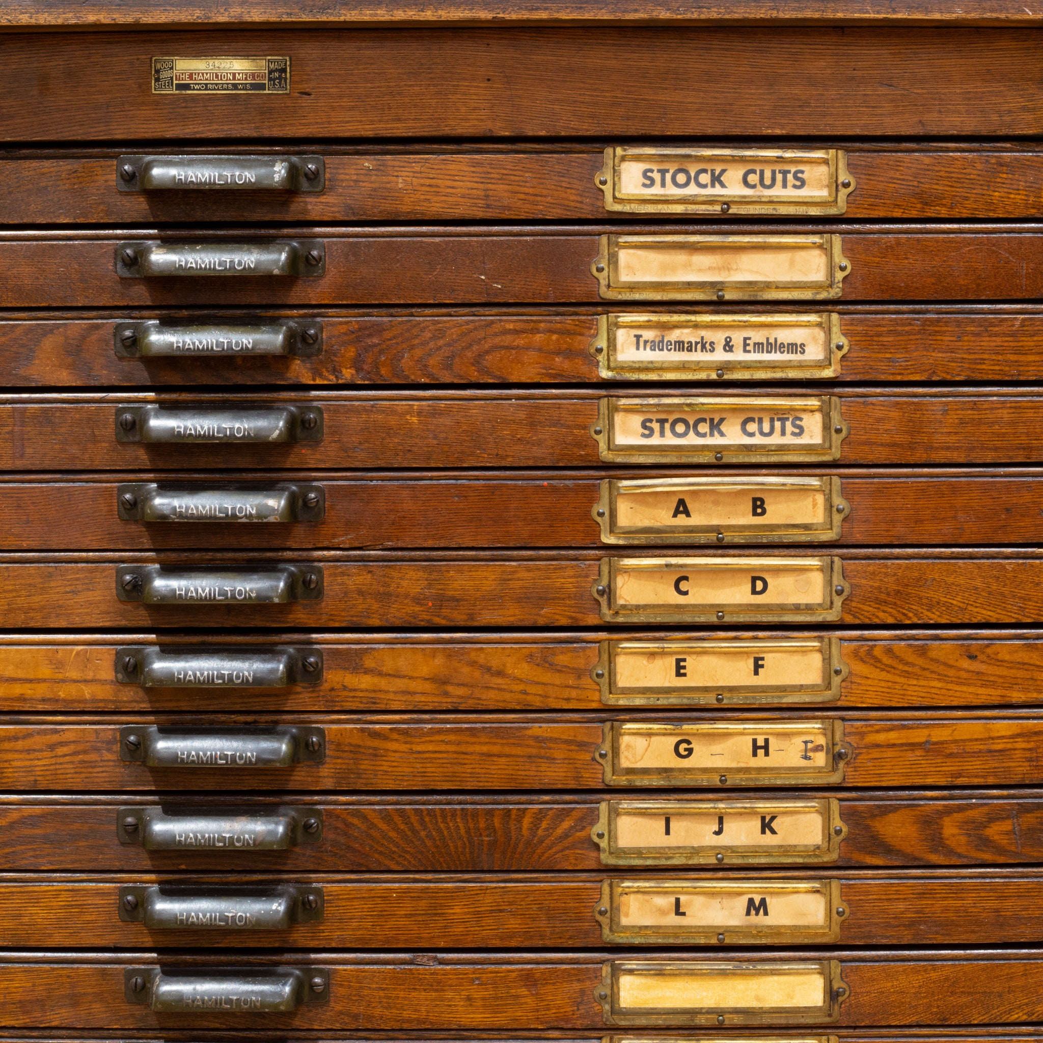 Antique Hamilton Industrial Typesetter's 24 Drawer Cabinet c.1920-1930 ...