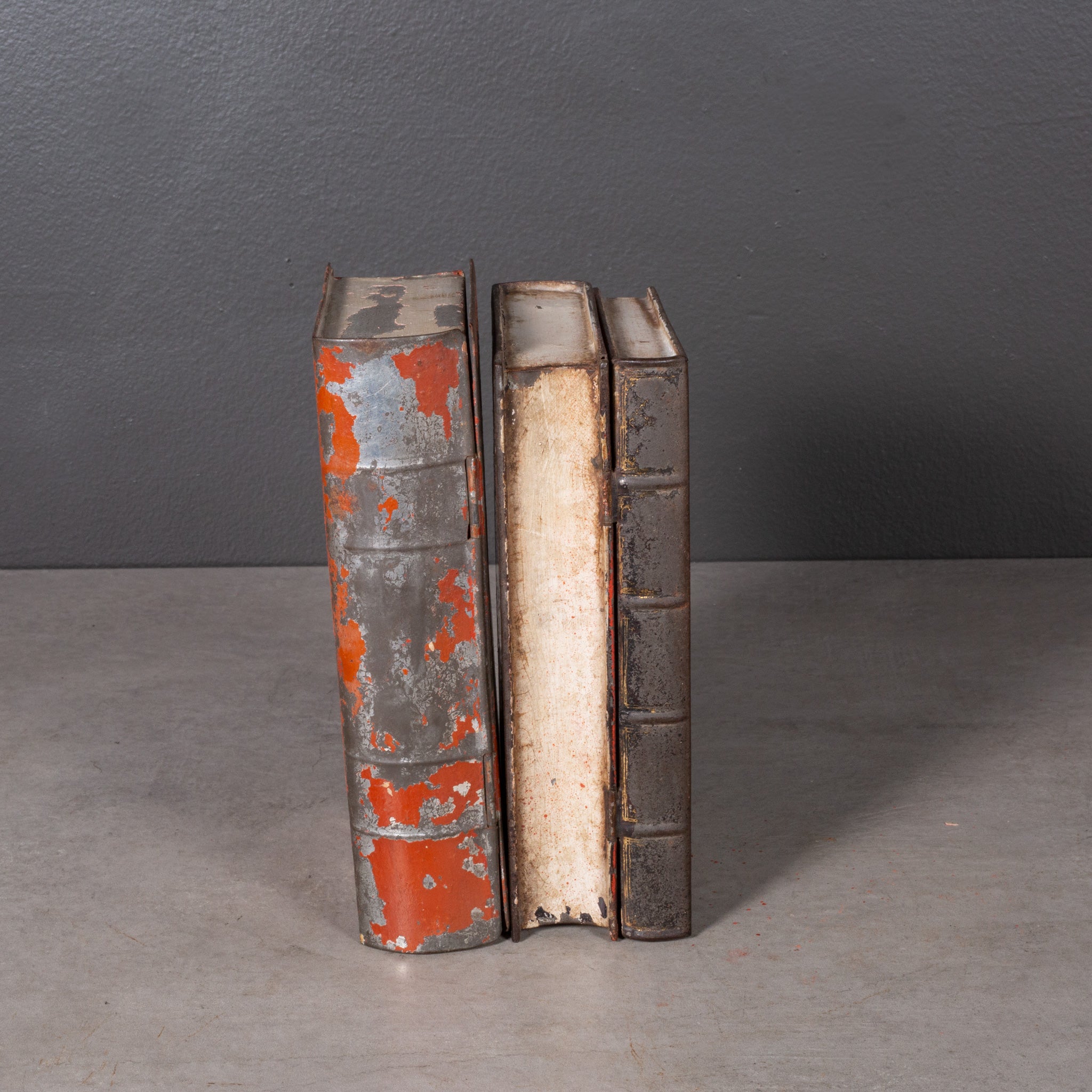 Antique Distressed Metal Faux Books with Travel Ink Well c.1900-1920 ...