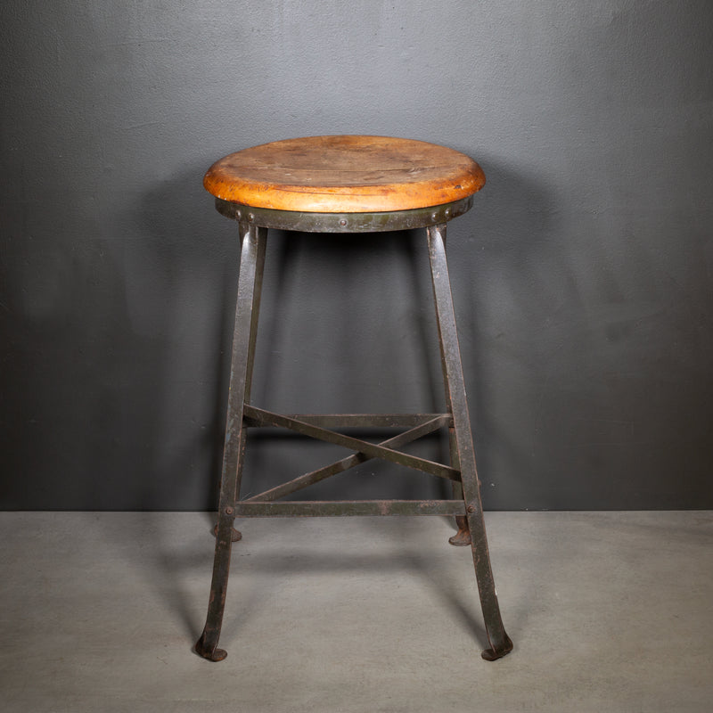 Vintage Industrial Pressed Steel Factory Stool c.1940 | S16 Home