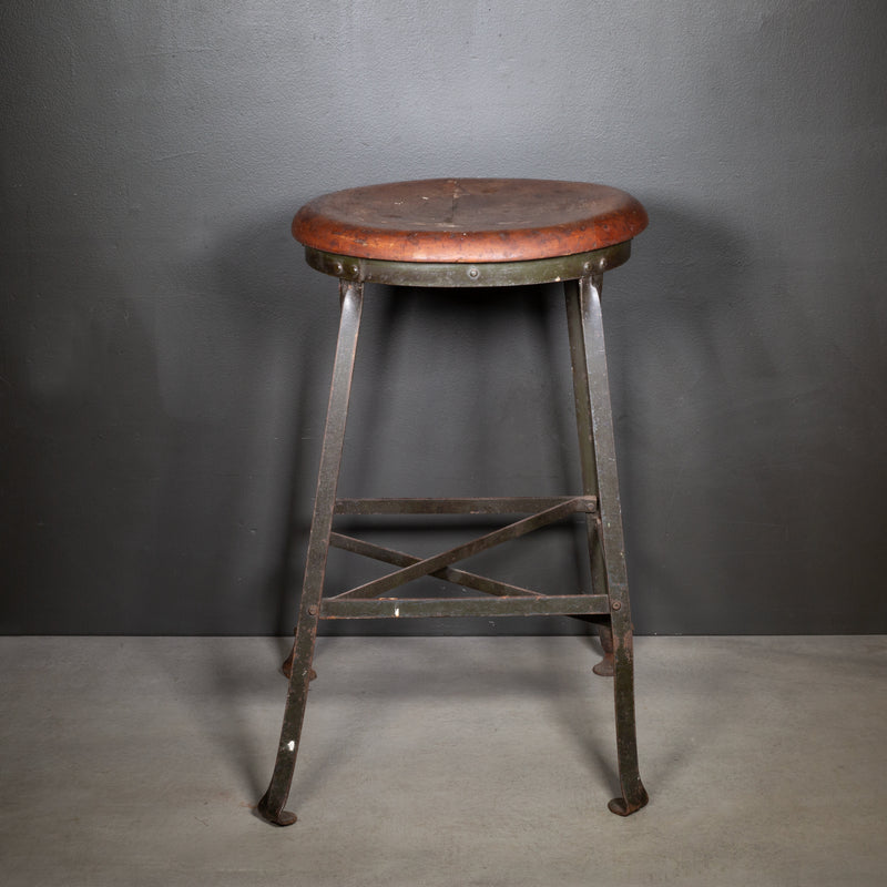 Vintage Industrial Pressed Steel Factory Stool c.1940 | S16 Home