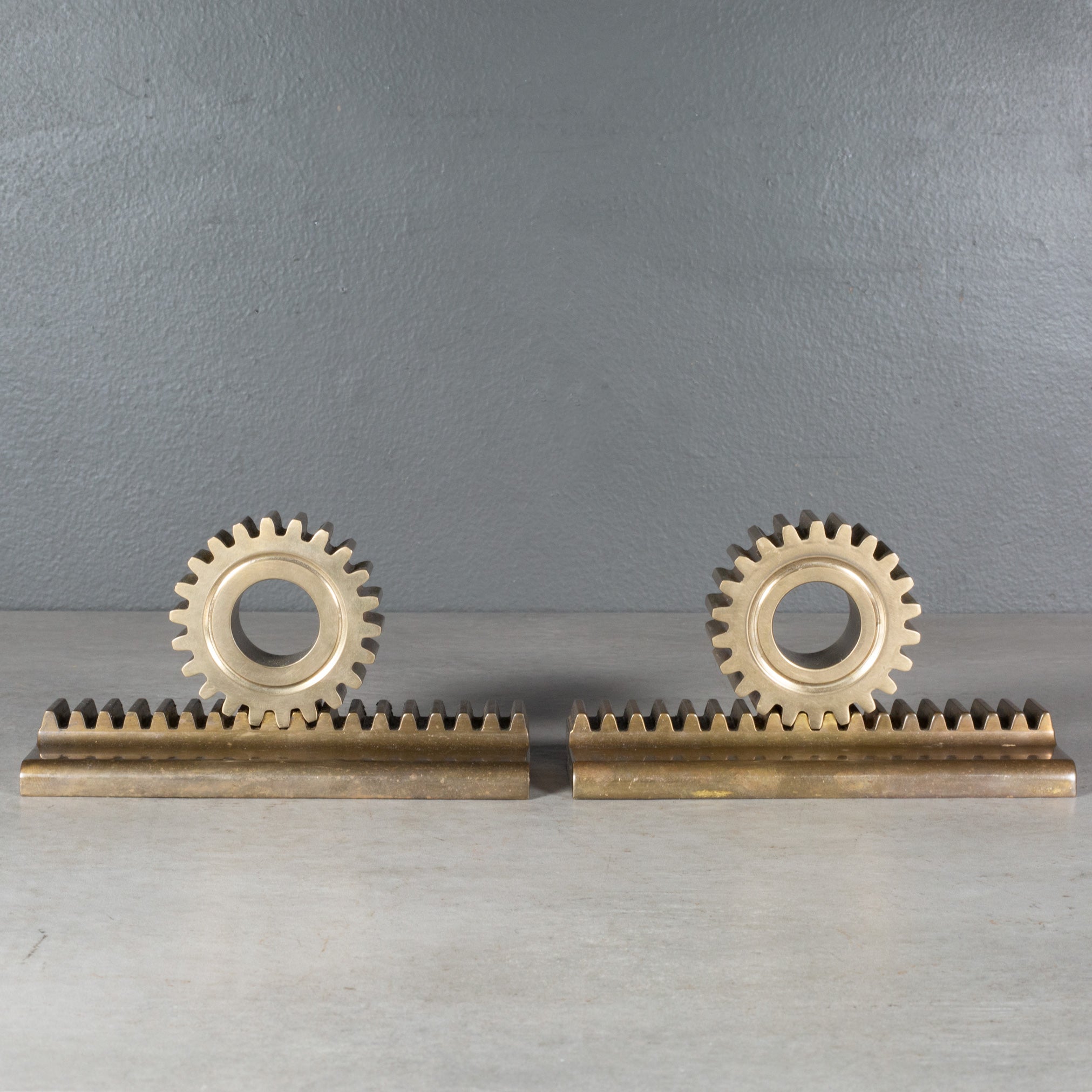 Mid-century Solid Bronze Gear Bookends c.1961 | S16 Home