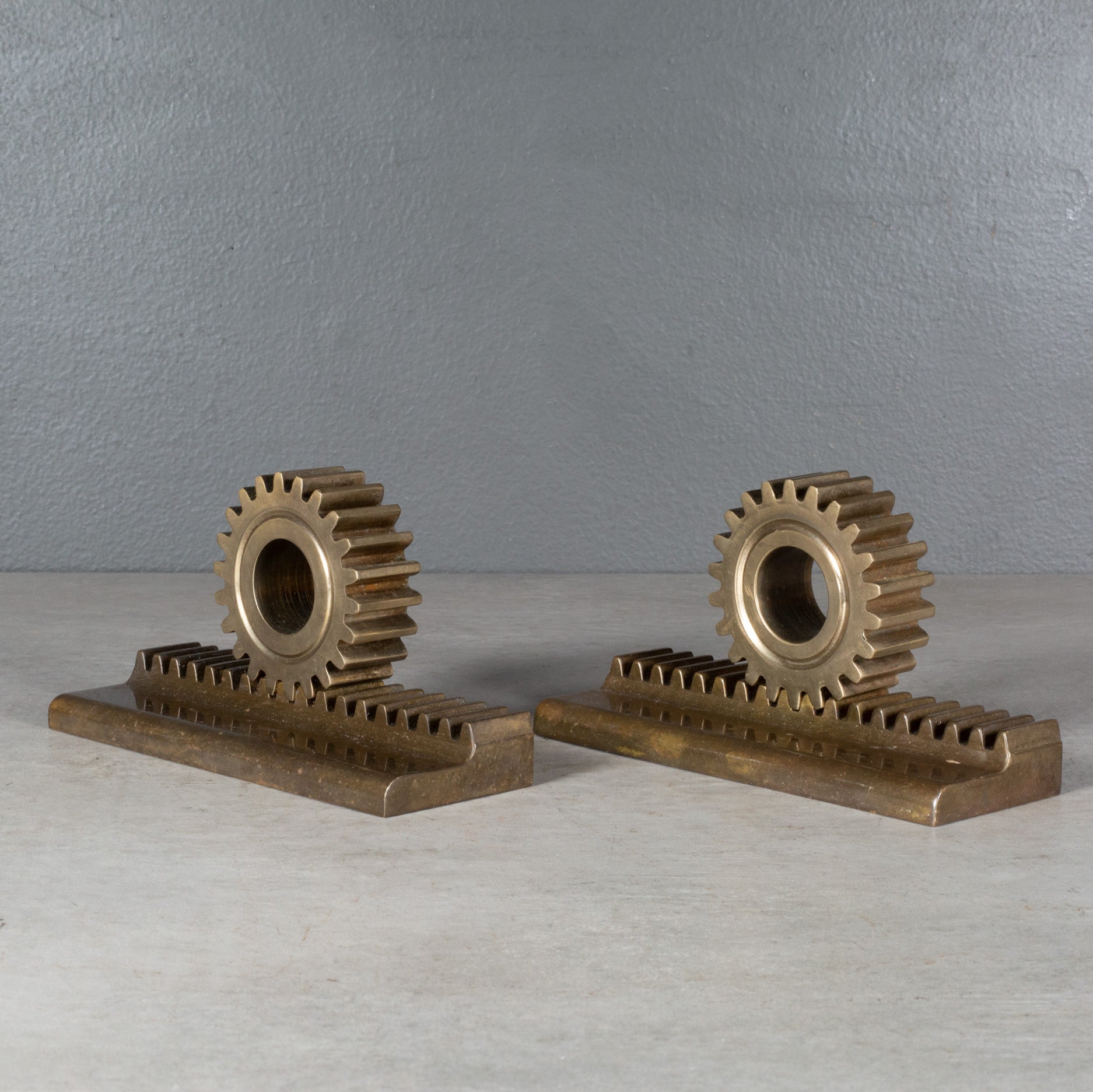 Mid-century Solid Bronze Gear Bookends c.1961 | S16 Home