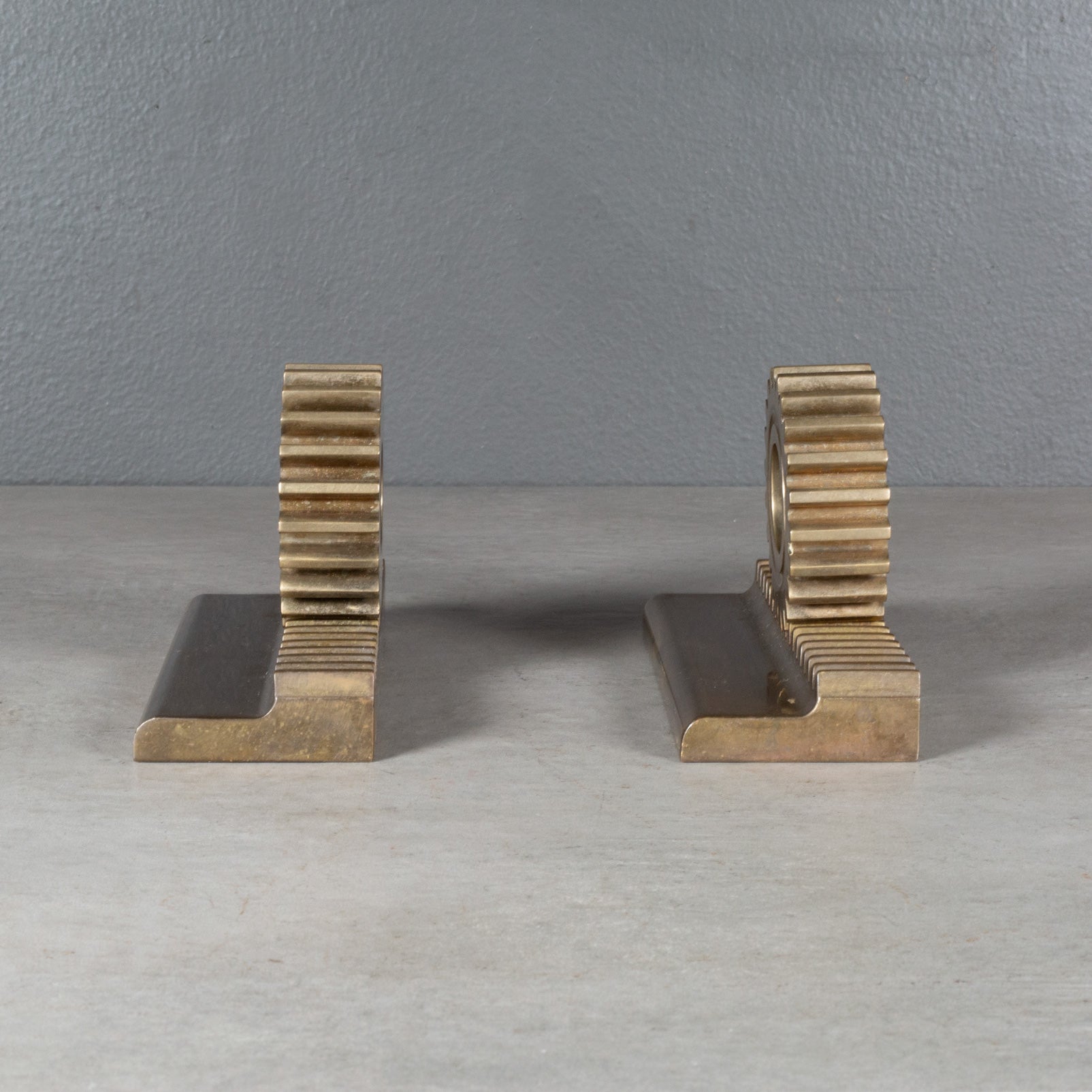 Mid-century Solid Bronze Gear Bookends c.1961 | S16 Home