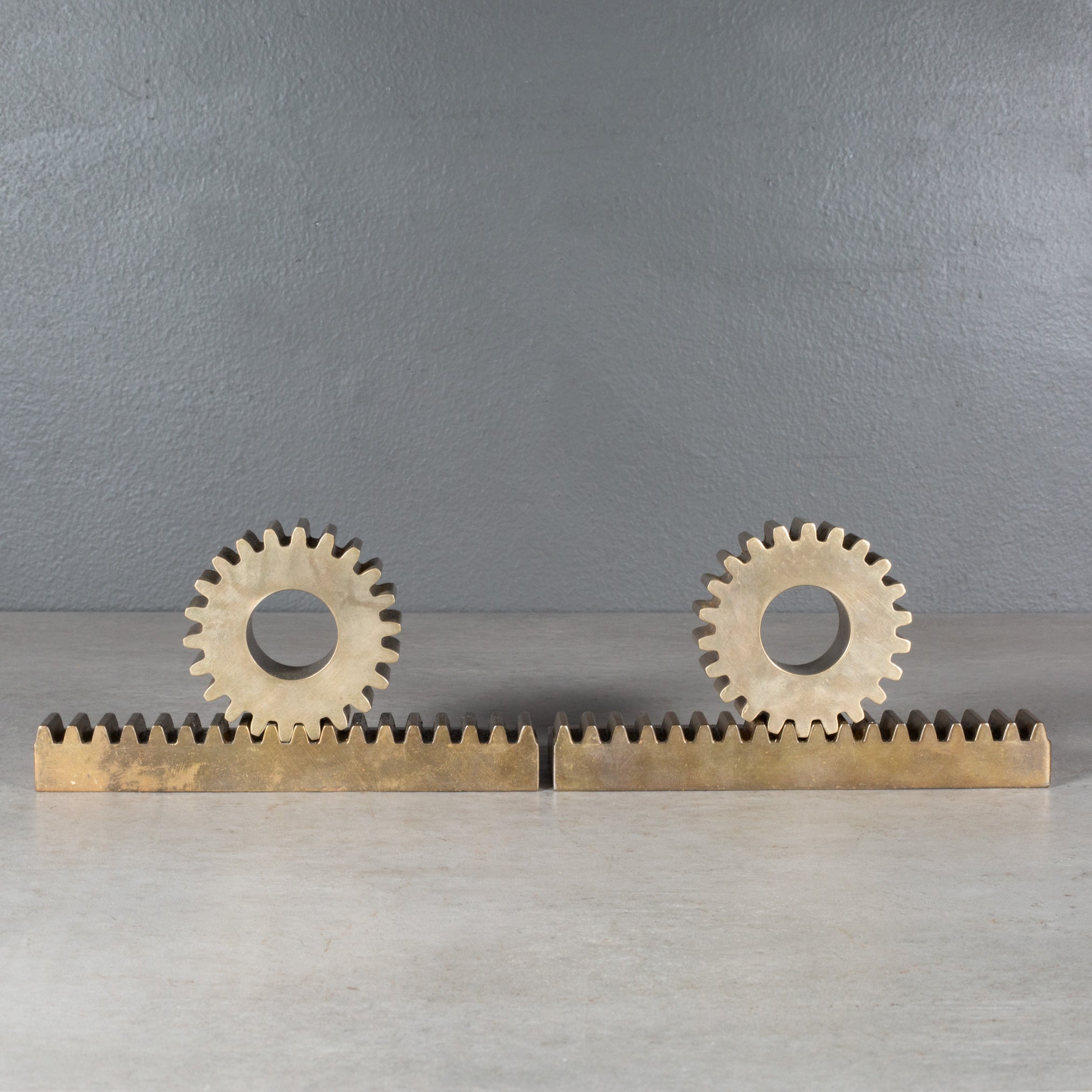 Mid-century Solid Bronze Gear Bookends c.1961 | S16 Home