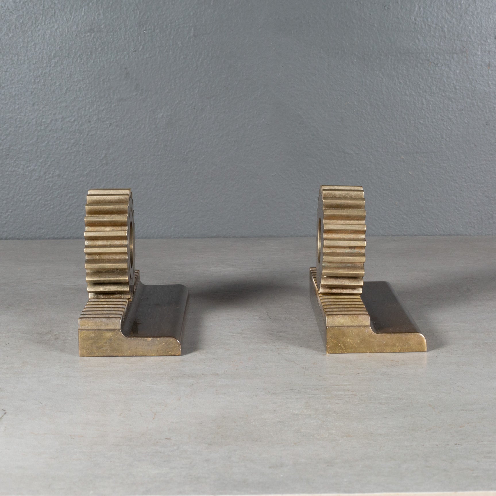Mid-century Solid Bronze Gear Bookends c.1961 | S16 Home