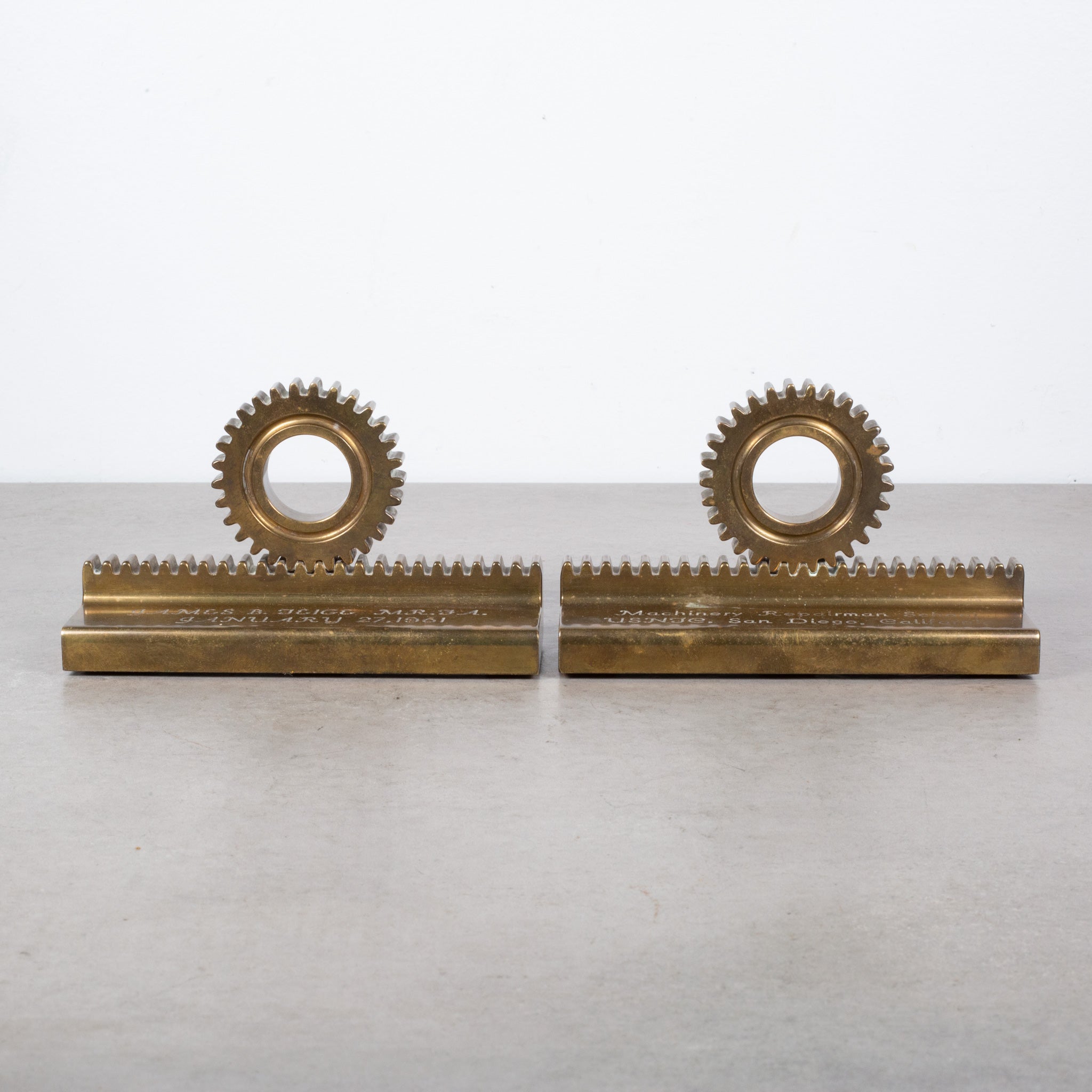 Mid-century Solid Bronze Gear Bookends c.1961 | S16 Home