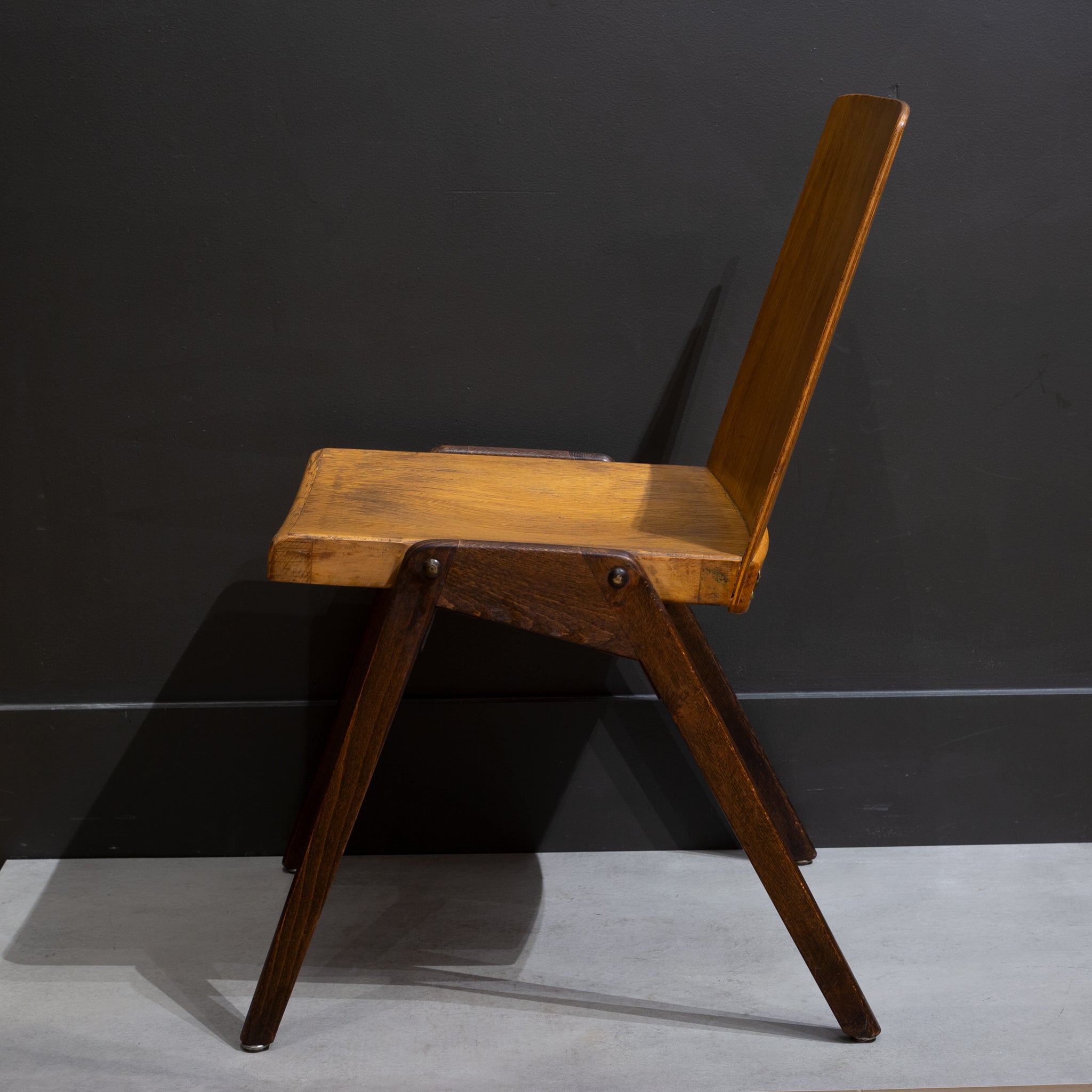 Mid-century Thonet Bicolored Stackable Schoolhouse Auditorium Chairs c ...