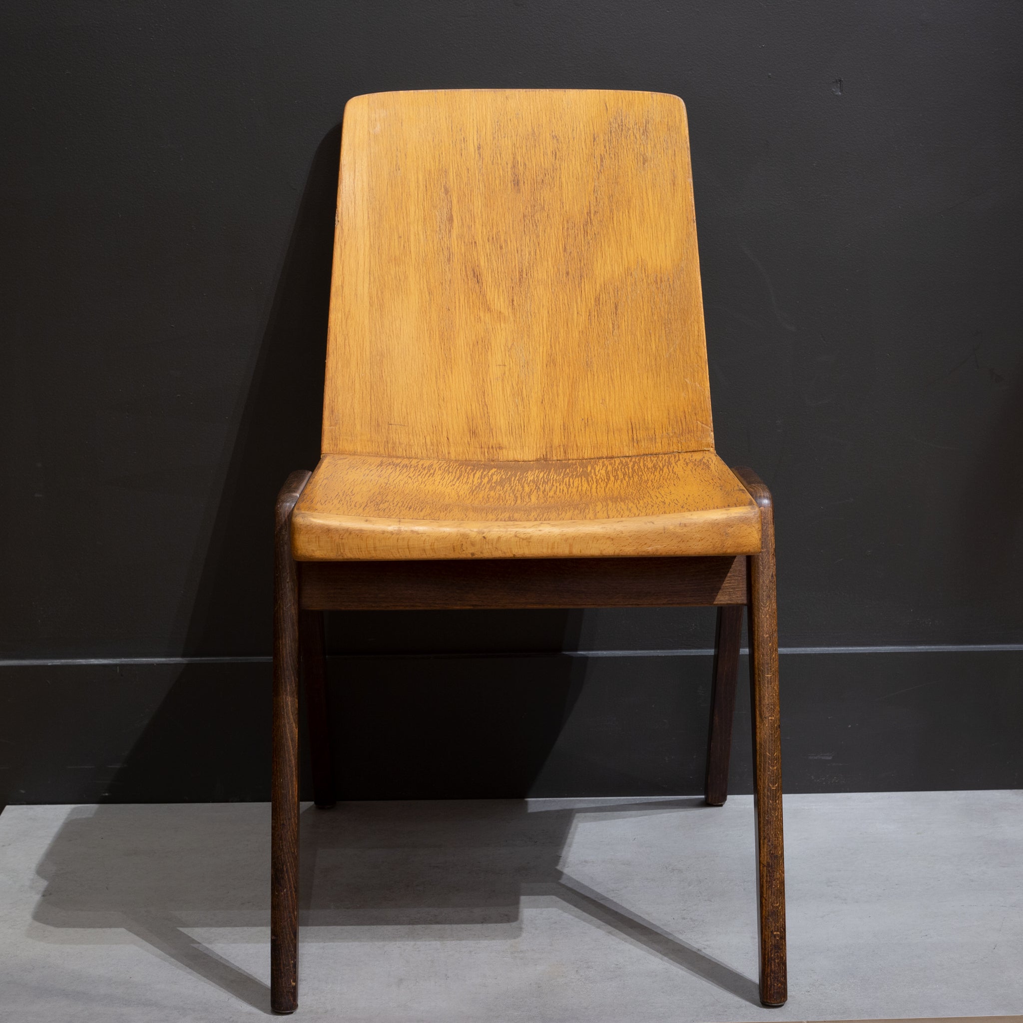 Mid-century Thonet Bicolored Stackable Schoolhouse Auditorium Chairs c ...