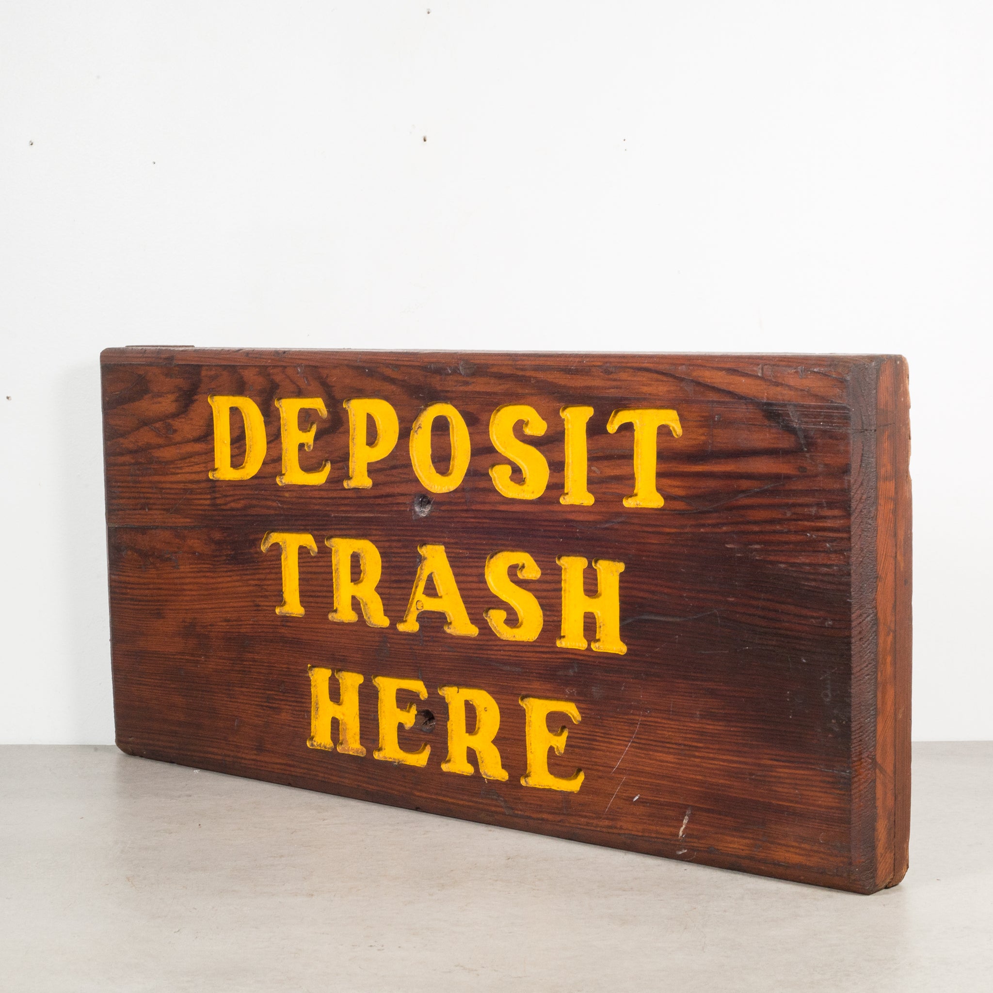 Hand Carved Wood "Deposit Trash Here" Sign c.1940 | S16 Home