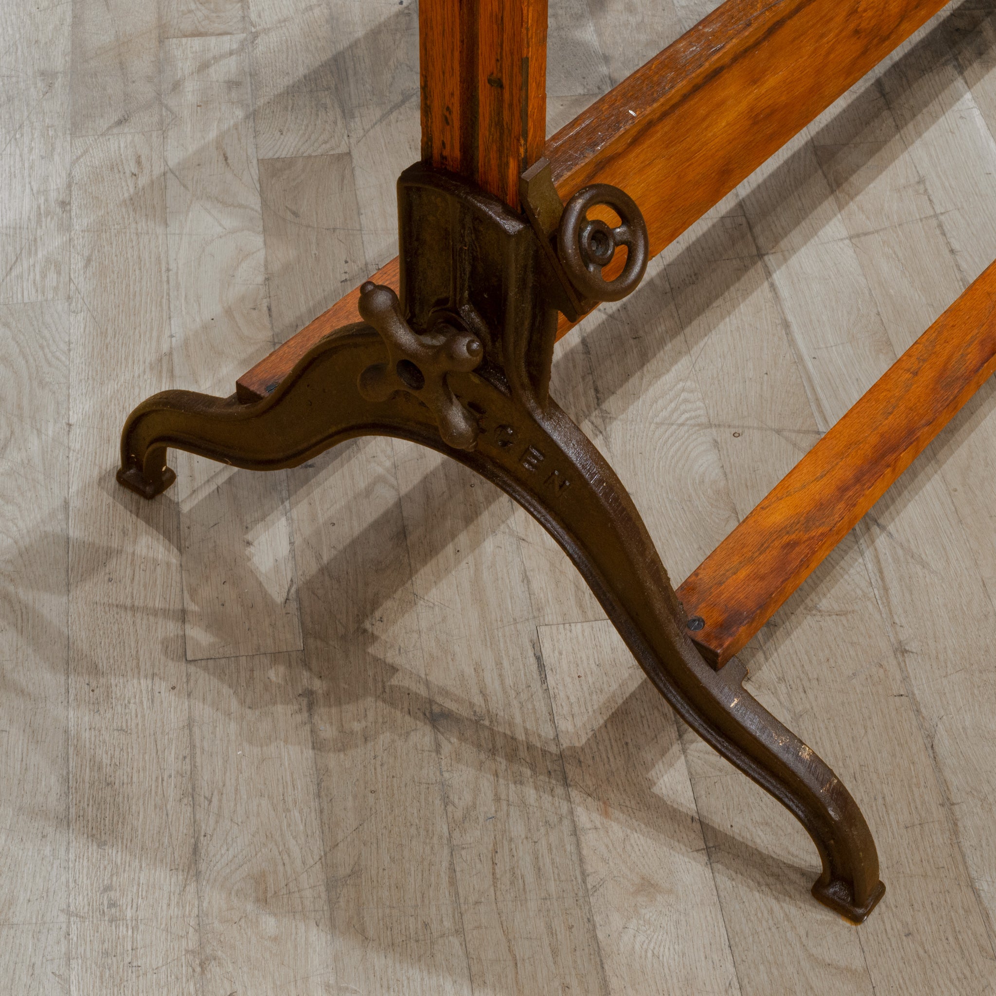 Large Antique Hamilton Wood and Cast Iron Drafting Table c.1930 | S16 Home