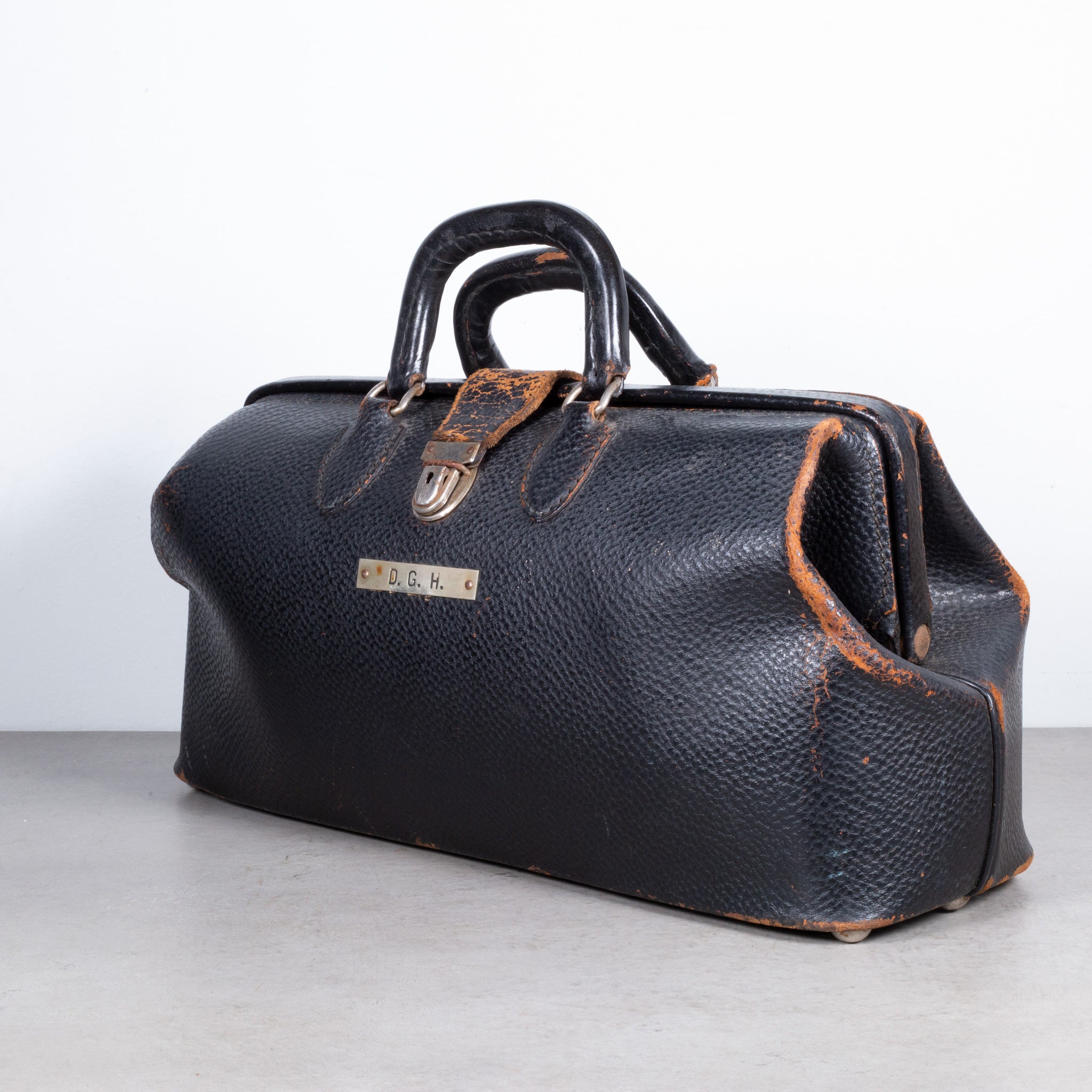 Antique Leather Monogrammed Doctor's House Call Bag c.1940 | S16 Home