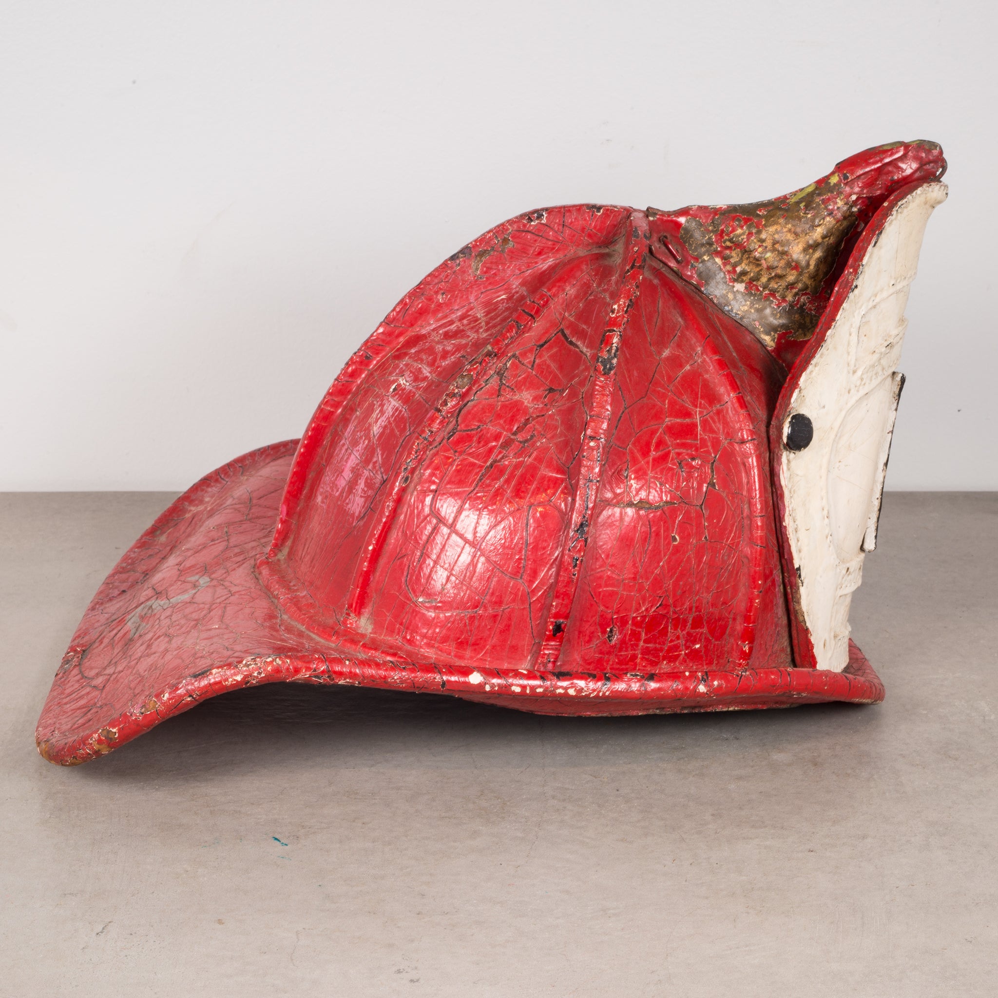 19th c. Red Leather Fireman's Helmet with High Eagle c.1800s | S16 Home