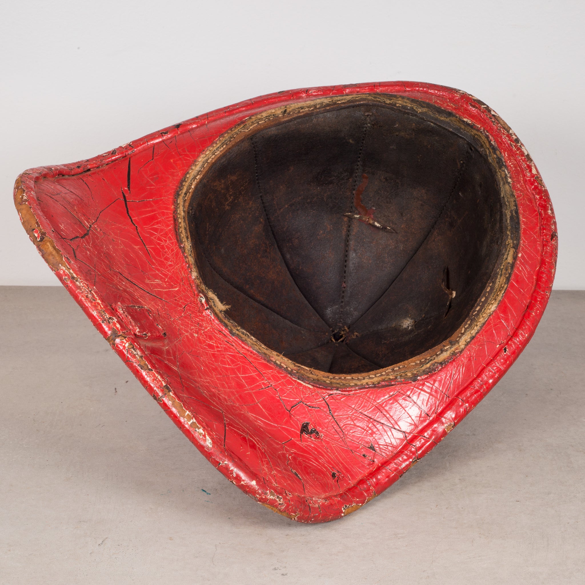 19th c. Red Leather Fireman's Helmet with High Eagle c.1800s | S16 Home