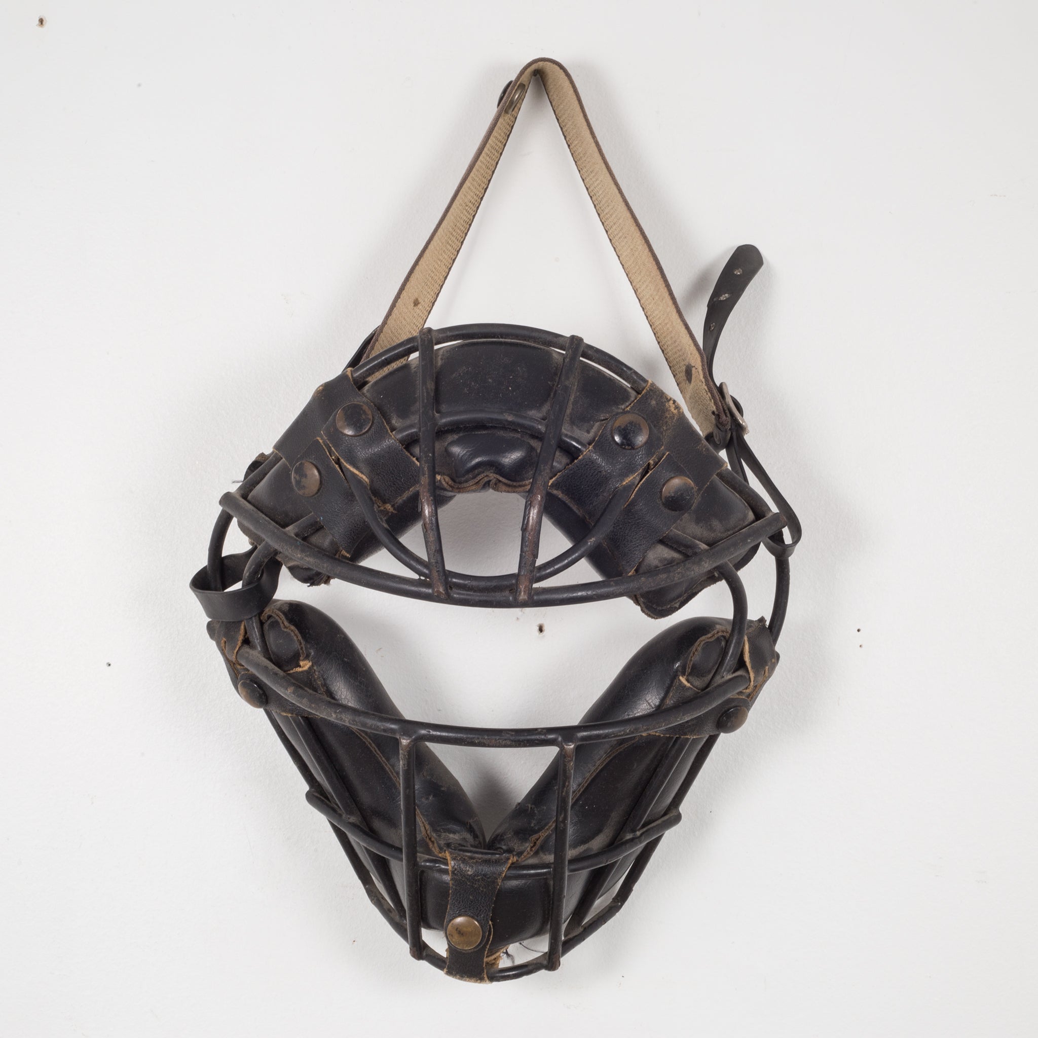 Steel and Leather Catcher's Mask with Brass Snaps c.1940 | S16 Home