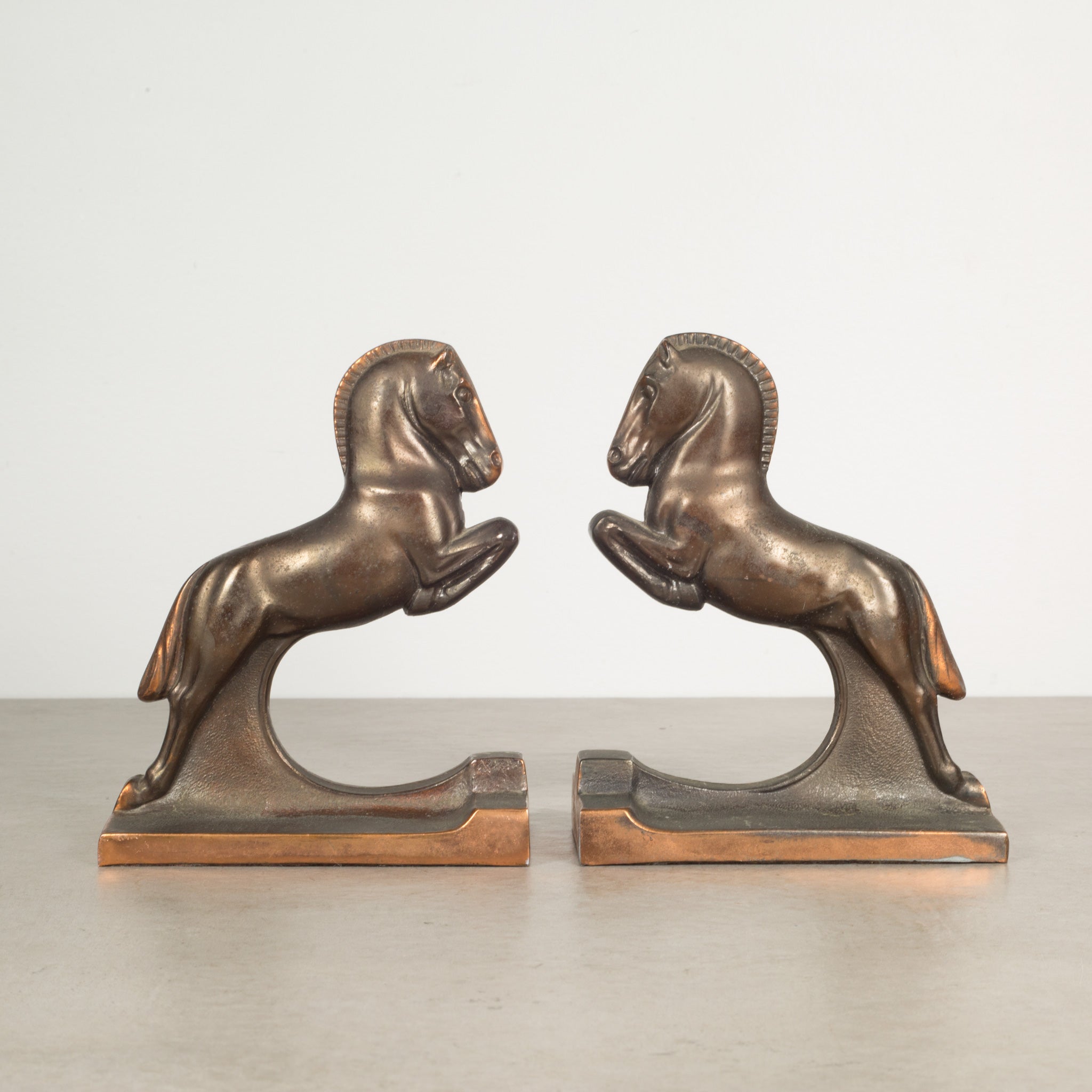 Bronze & Copper Plated Trojan Jumping Horse Bookends by Dodge c.1930 ...