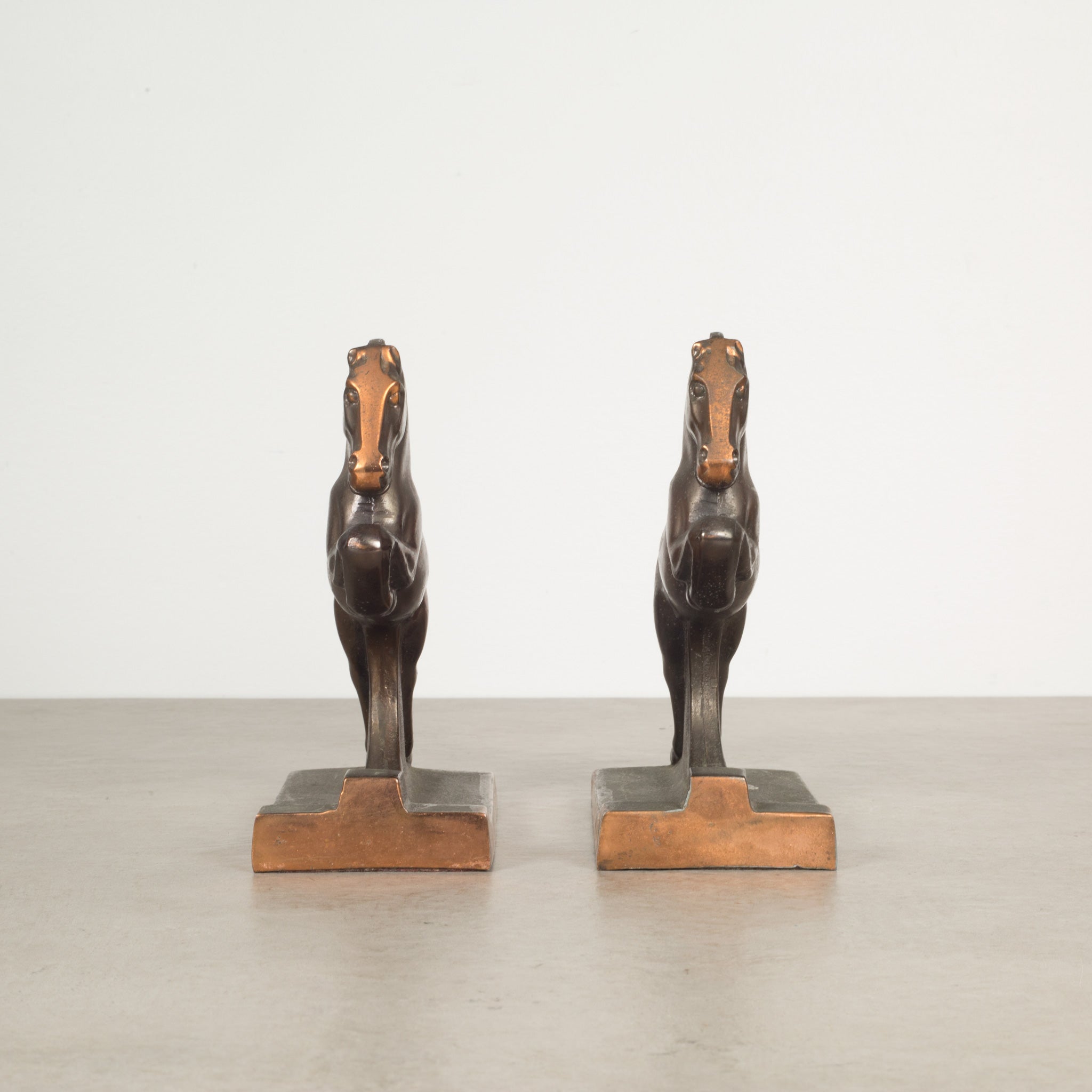 Bronze & Copper Plated Trojan Jumping Horse Bookends by Dodge c.1930 ...