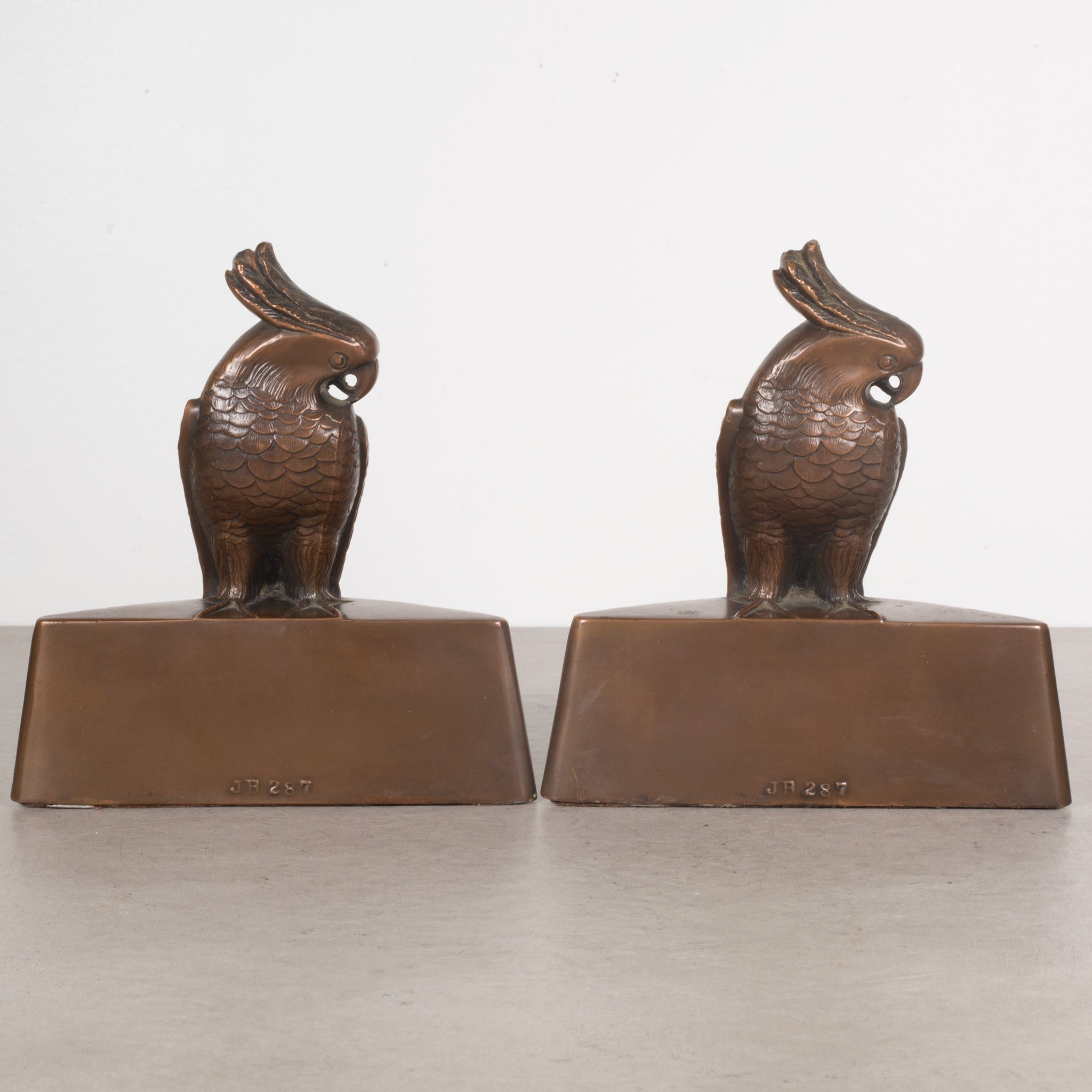 Rare Jennings Brothers Bronze Plated Parrot Bookends c.1920 | S16 Home