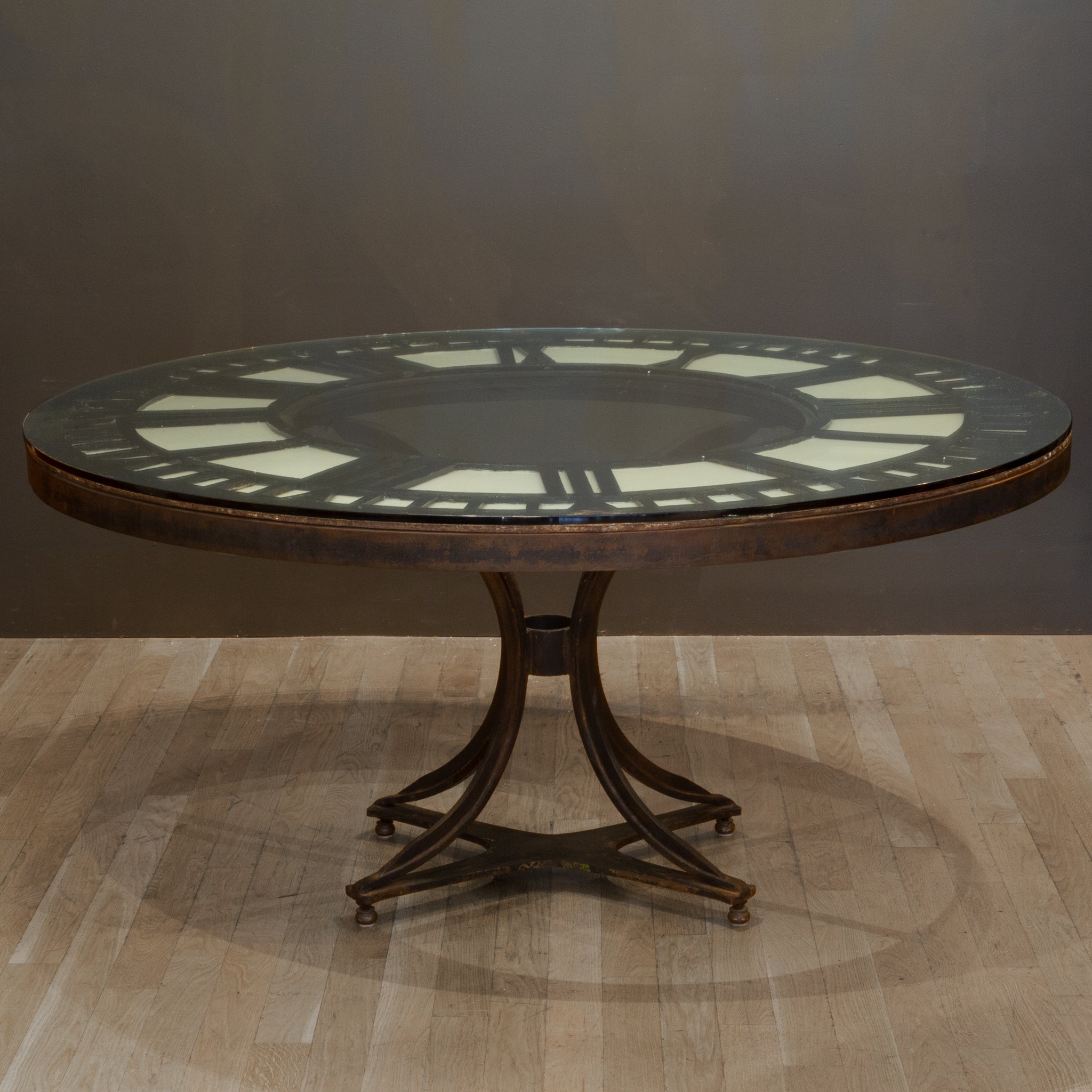 19th c. Clock Face Custom Iron Dining Table c.1800s | S16 Home