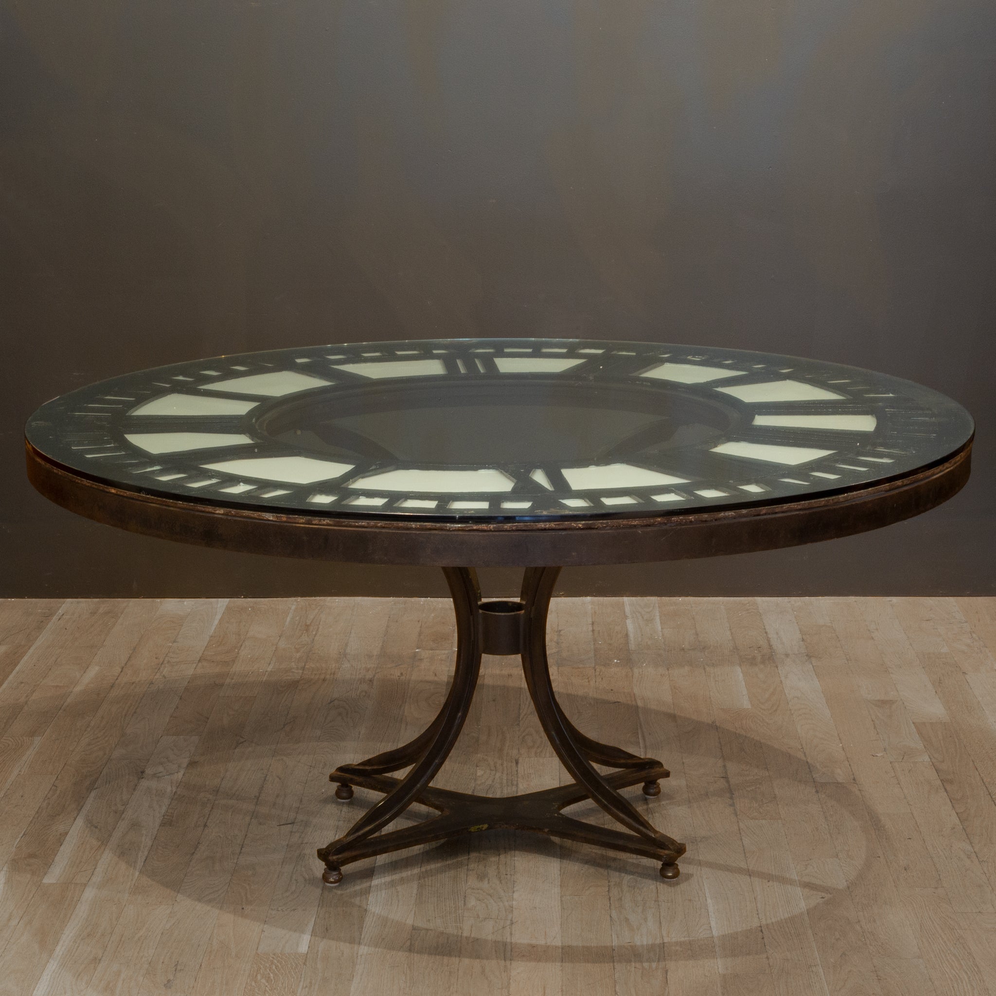 19th c. Clock Face Custom Iron Dining Table c.1800s | S16 Home