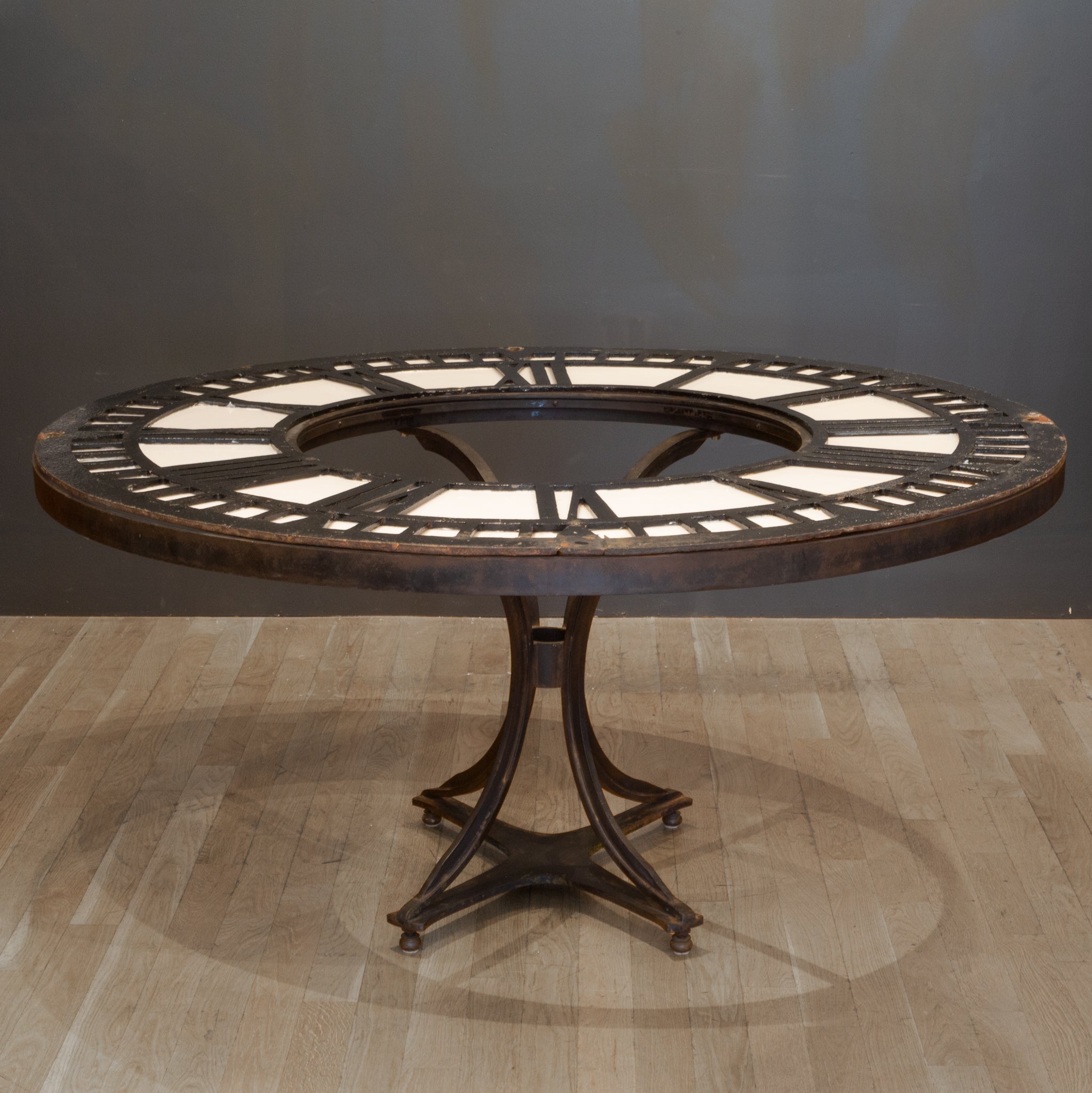 19th c. Clock Face Custom Iron Dining Table c.1800s | S16 Home
