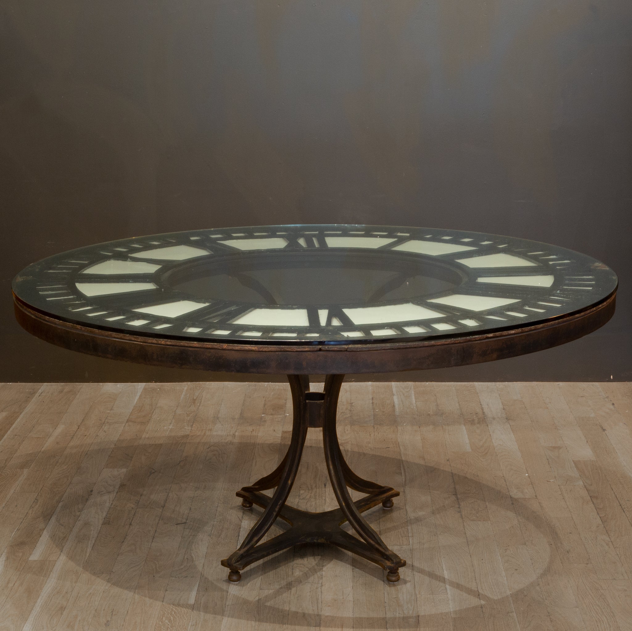 19th c. Clock Face Custom Iron Dining Table c.1800s | S16 Home