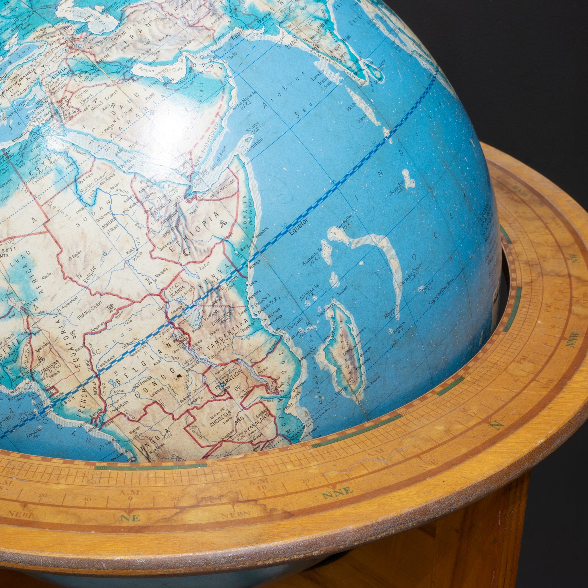 Mid-century Denoyer-Geppert Globe on Wooden Stand by c.1960 | S16 Home