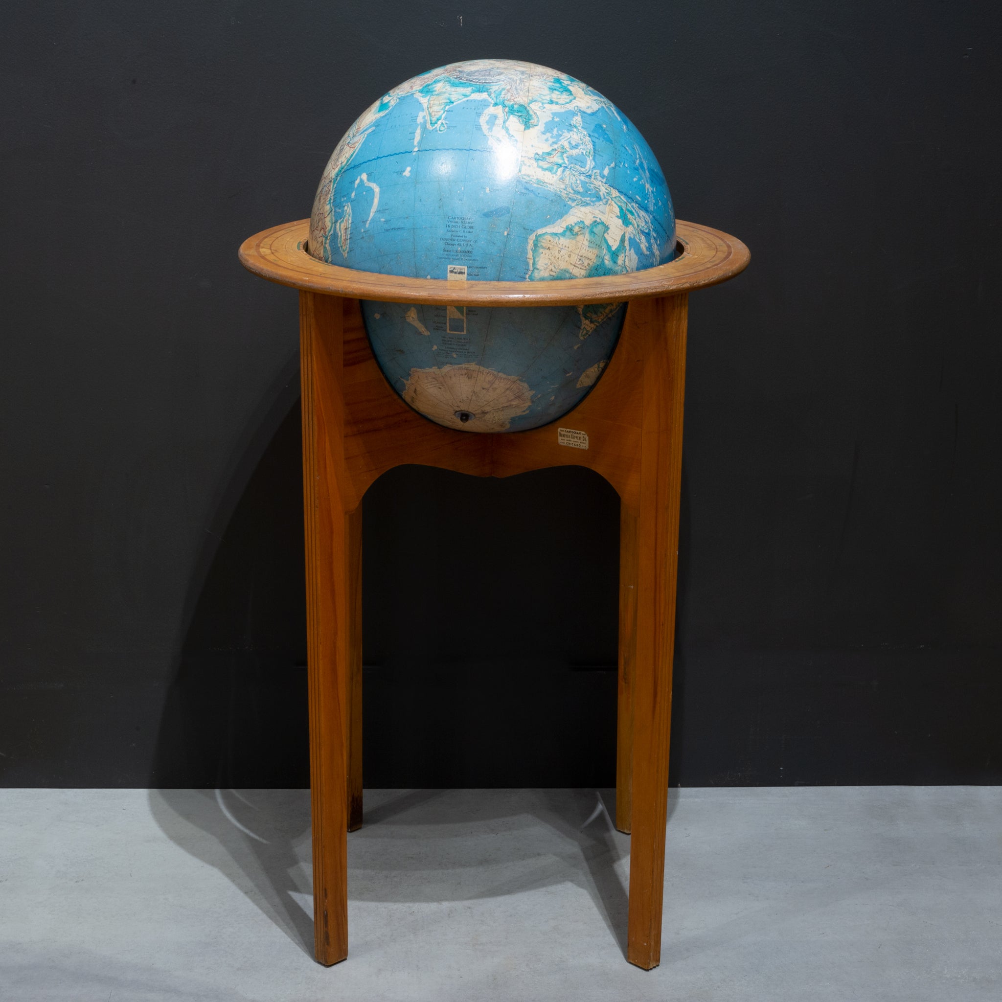 Mid-century Denoyer-Geppert Globe on Wooden Stand by c.1960 | S16 Home
