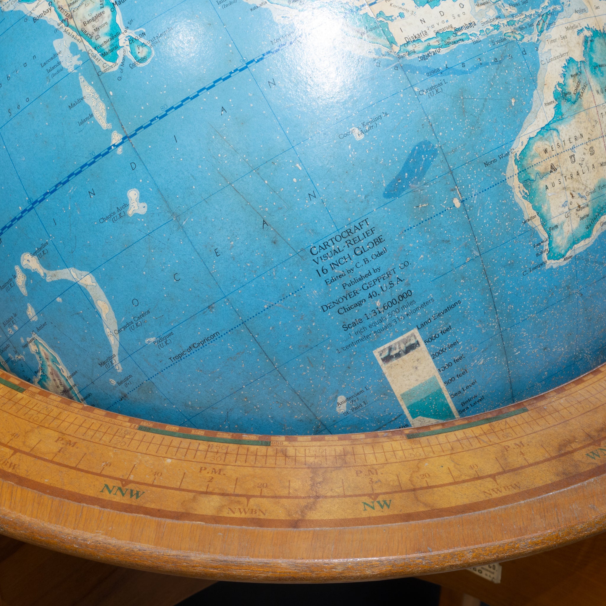 Mid-century Denoyer-Geppert Globe on Wooden Stand by c.1960 | S16 Home