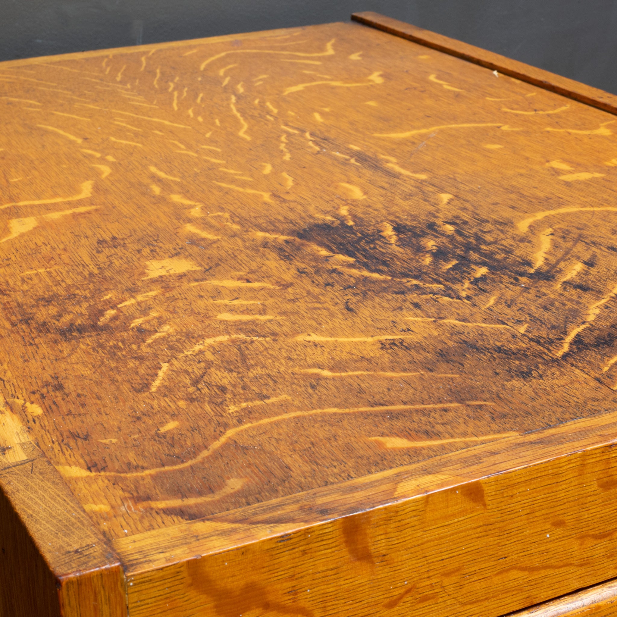 Antique Four Drawer Oak and Brass File Cabinet c.1930 | S16 Home