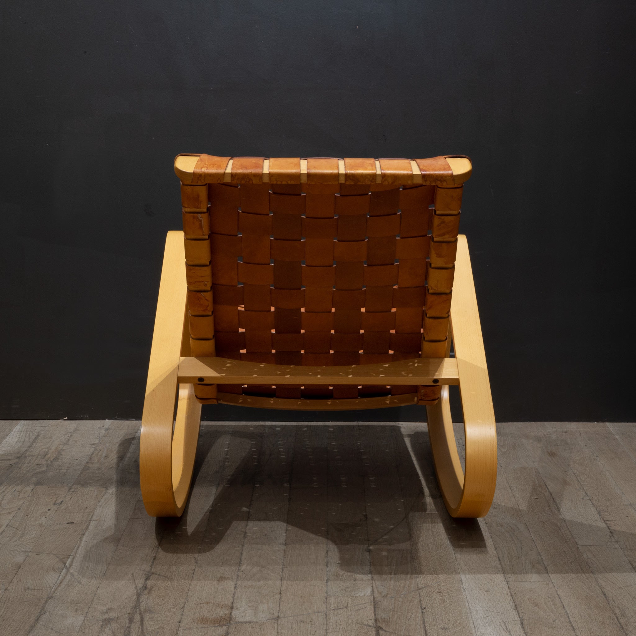 "Dondolo" Bentwood and Woven Leather Rocking Chair for Crassevig c.1970 ...