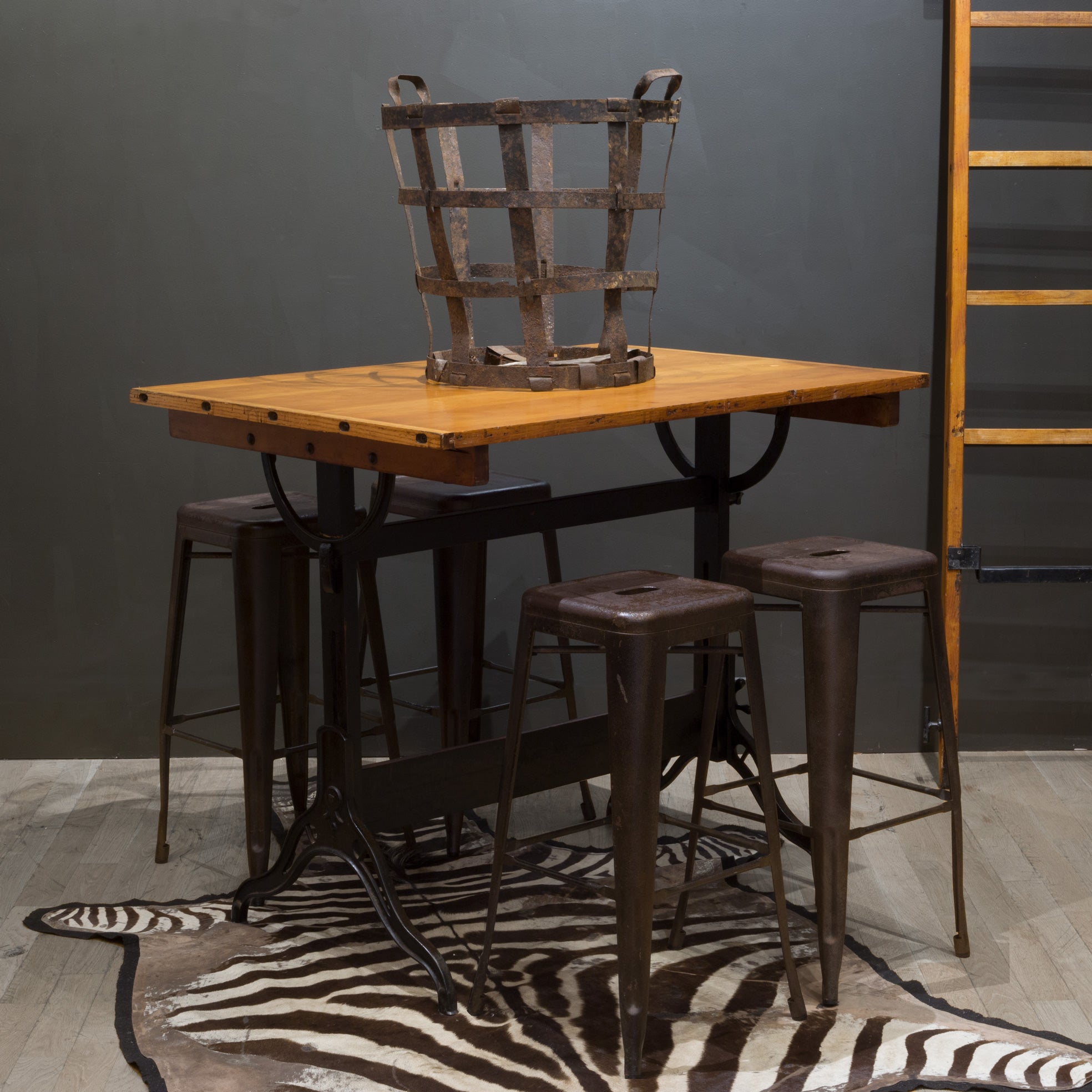 Antique Hamilton Wood and Cast Iron Drafting Table c.1930 | S16 Home