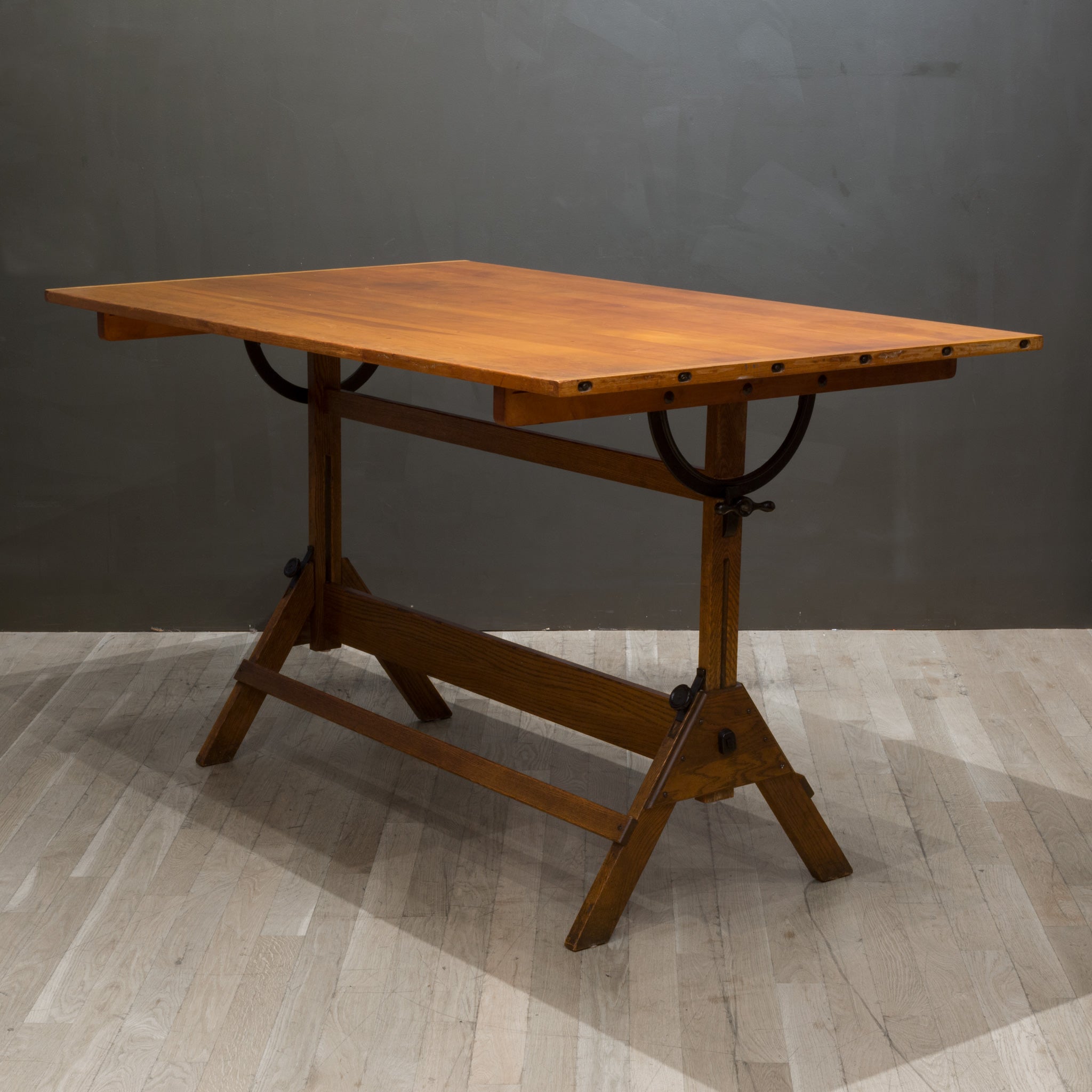 Large Antique Hamilton Wood and Cast Iron Drafting Table c.1930 | S16 Home