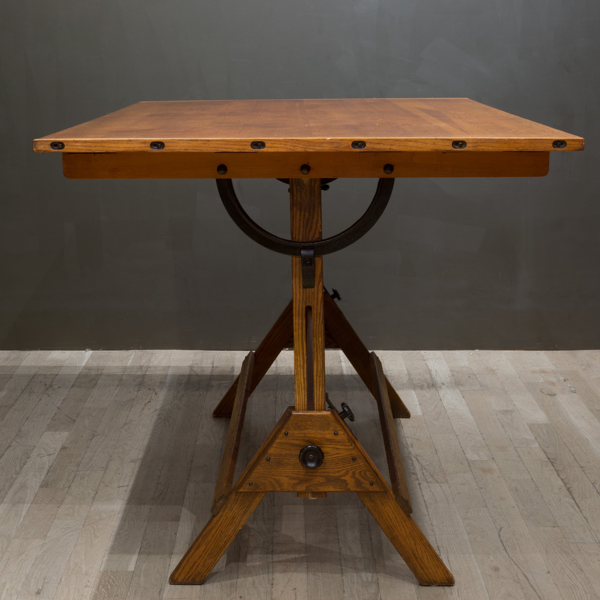 Large Antique Hamilton Wood and Cast Iron Drafting Table c.1930 | S16 Home