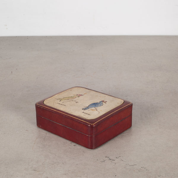 Mid-century Italian All Leather Box with Bird Portraits c.1960 | S16 Home