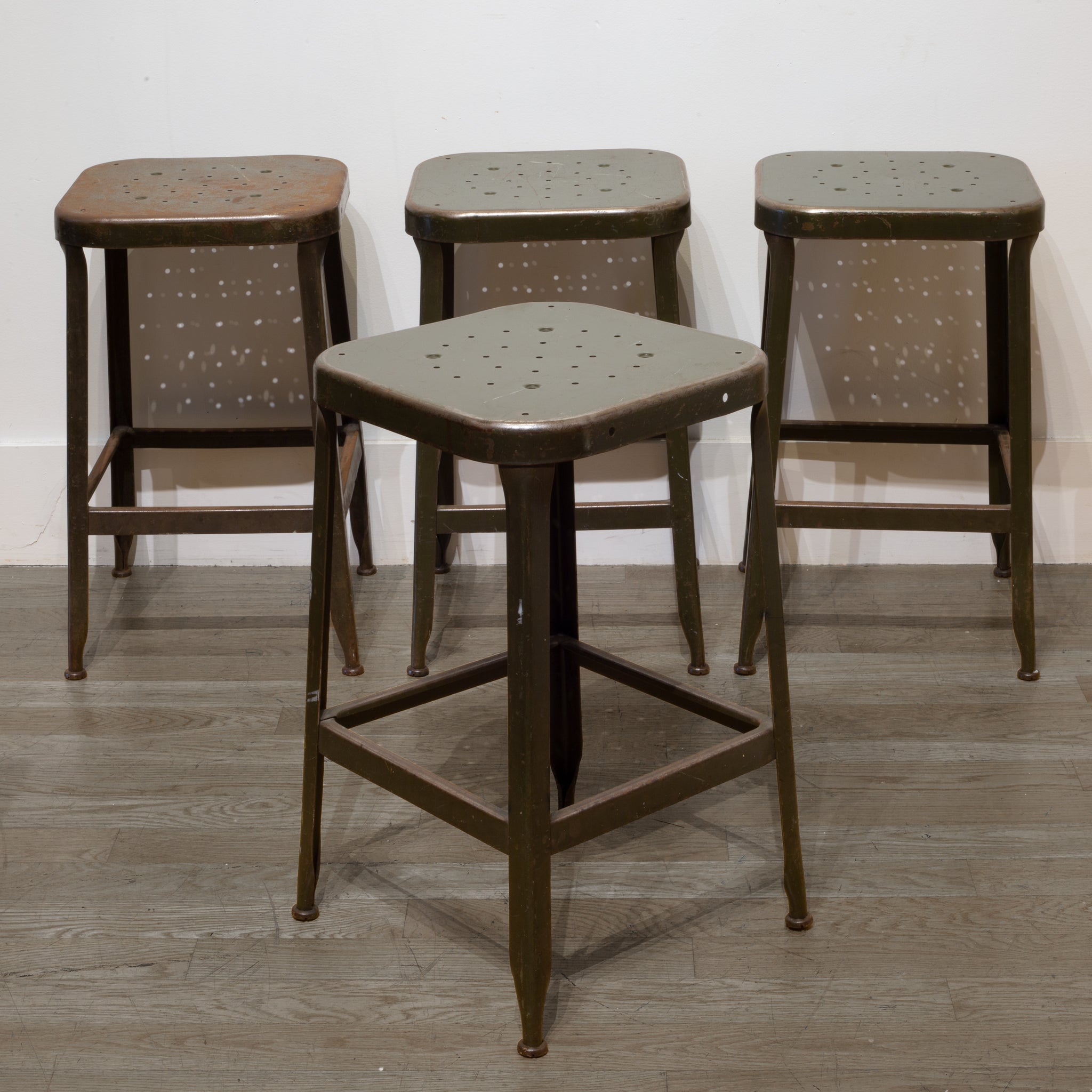 Pressed and Folded Steel Factory Stools c.1950s | S16 Home