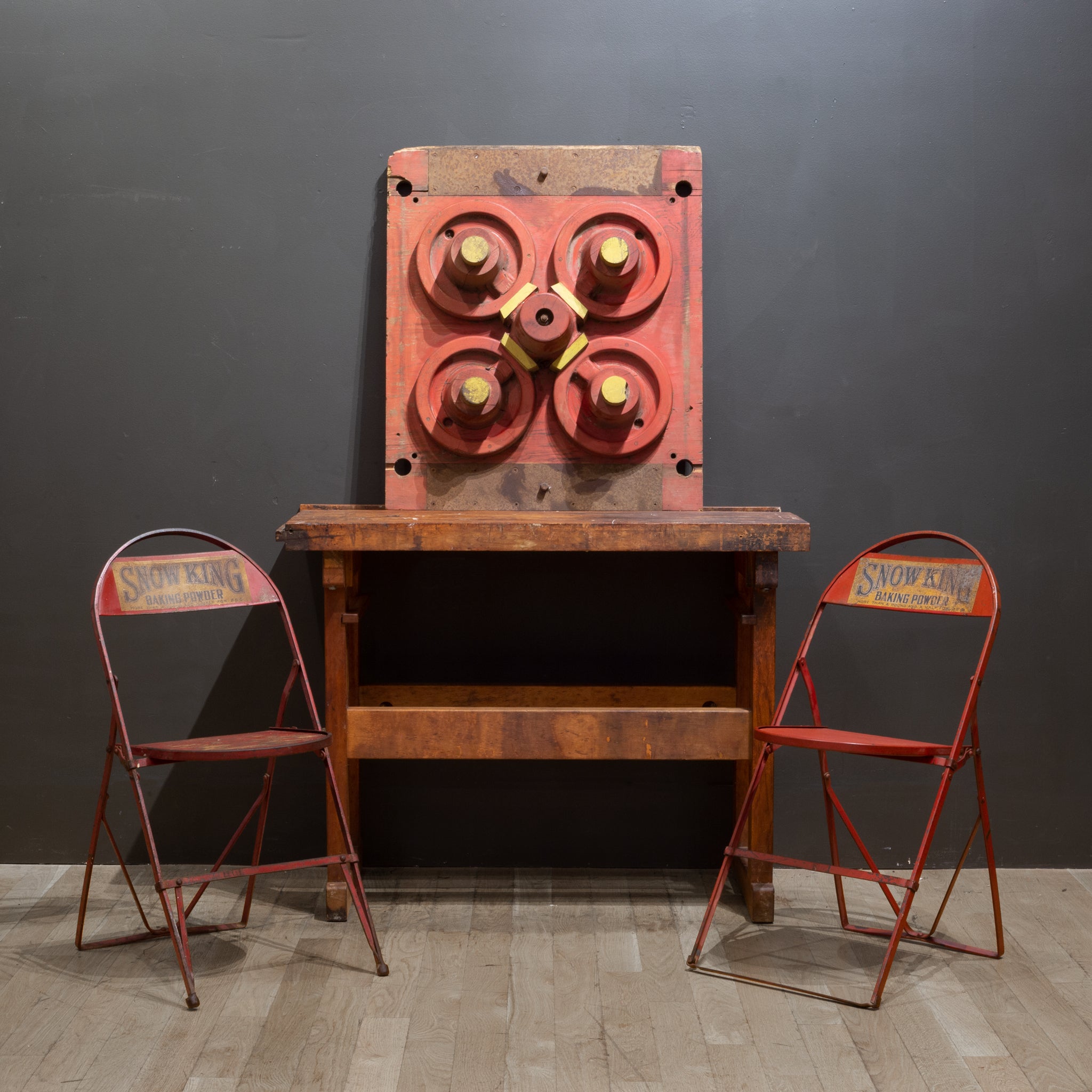 Antique Snow King Baking Powder Avertising Folding Chairs c.1930 | S16 Home