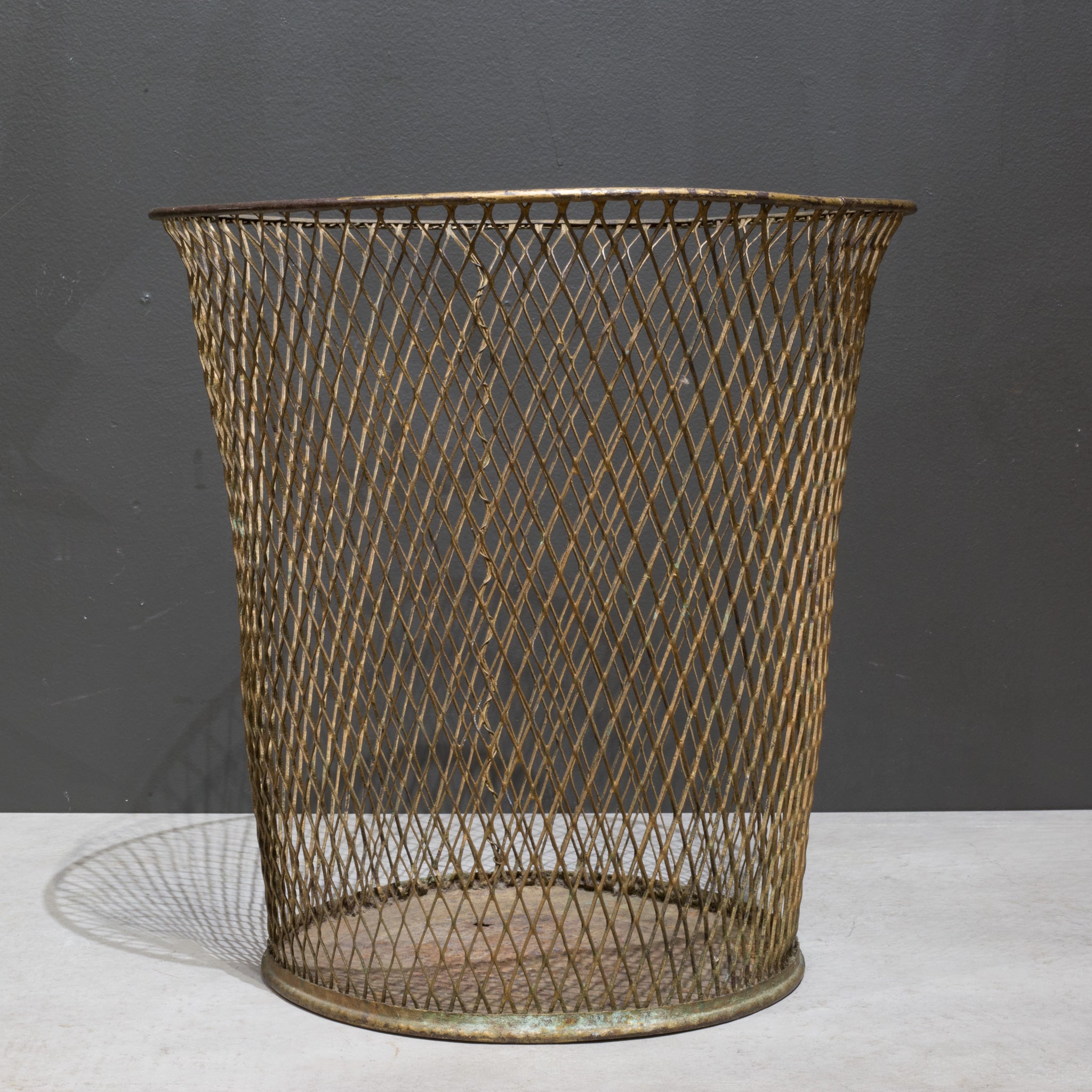 Depression Era Expanded Metal Mesh Waste Basket c.1930| S16 Home