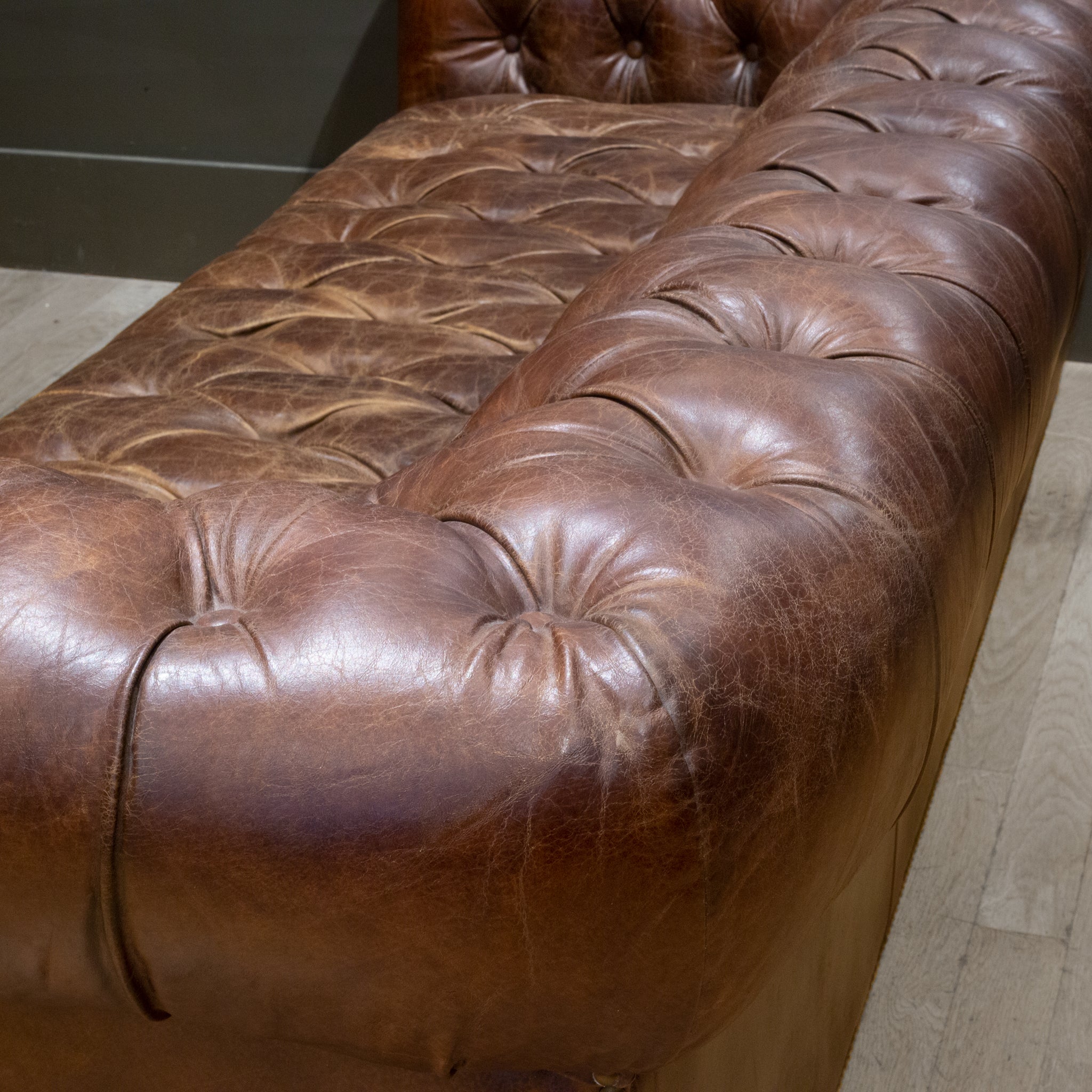 Timothy Oulton Westminster Leather Button Sofa in Vintage Cigar | S16 Home