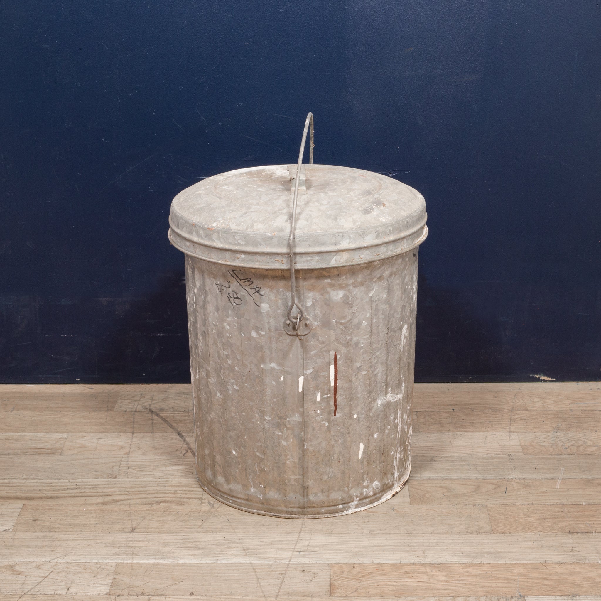 Antique Galvanized Steel Trash Can c.1940 | S16 Home