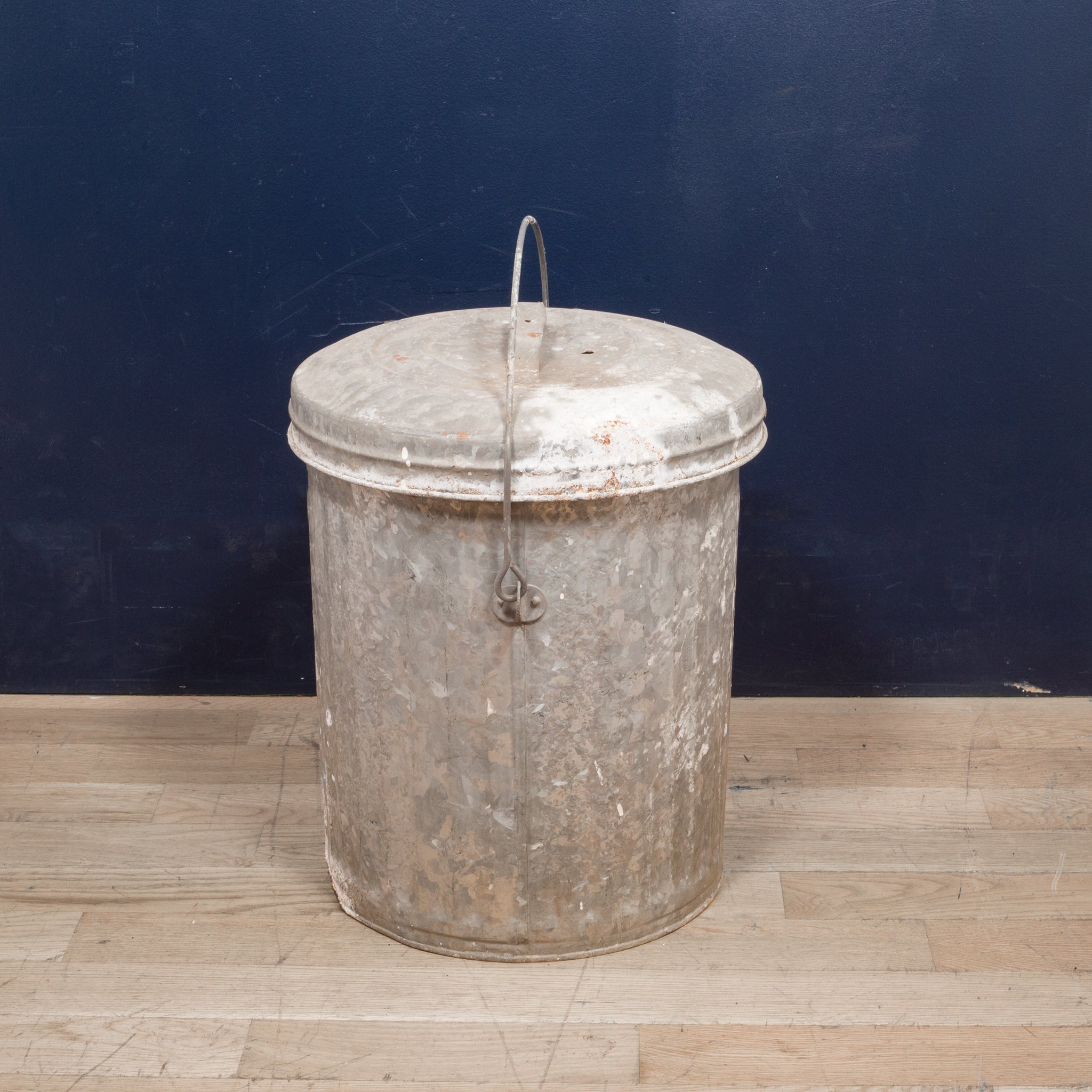 Antique Galvanized Steel Trash Can c.1940 | S16 Home