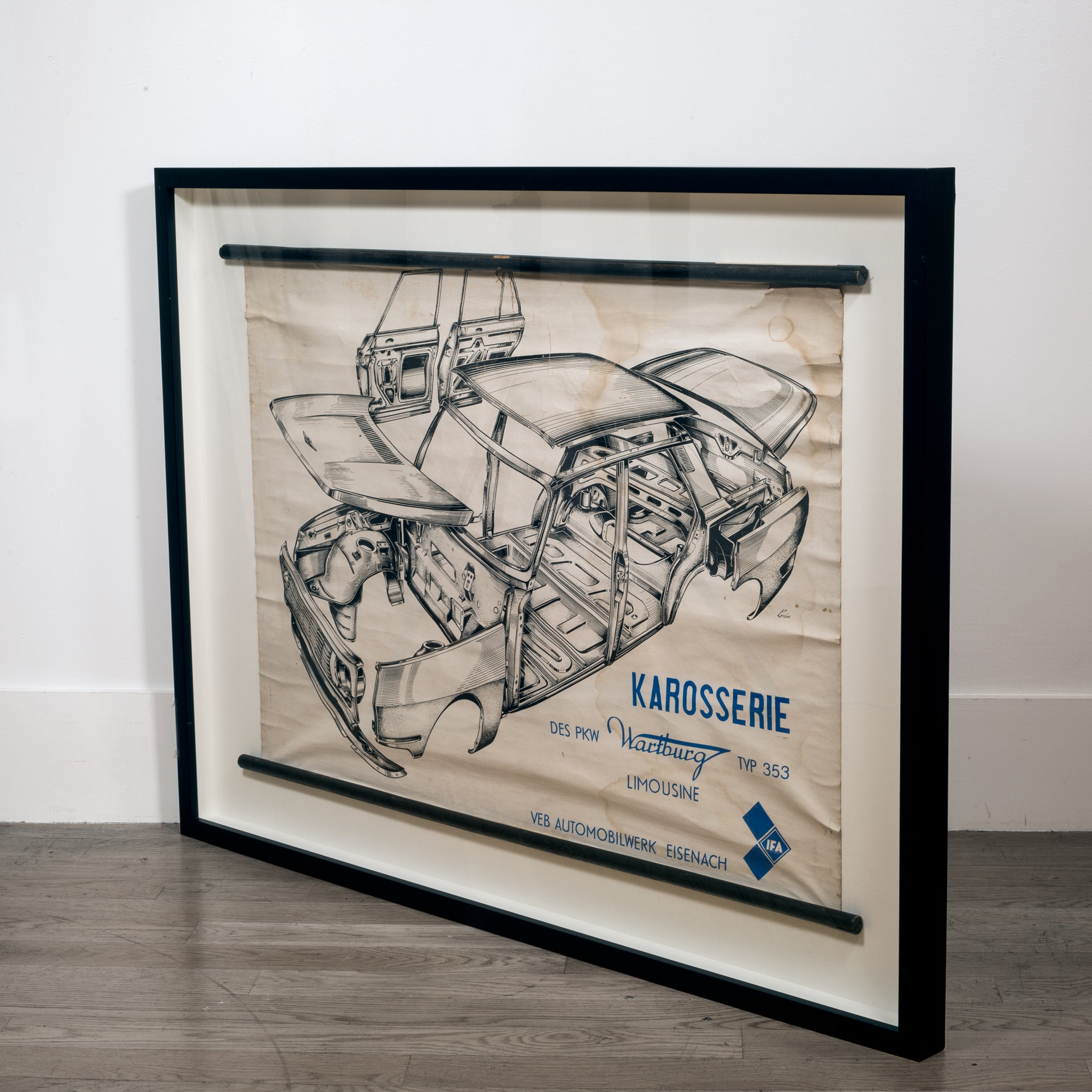 Shawdowboxed East German Automobile Scroll c.1950 | S16 Home
