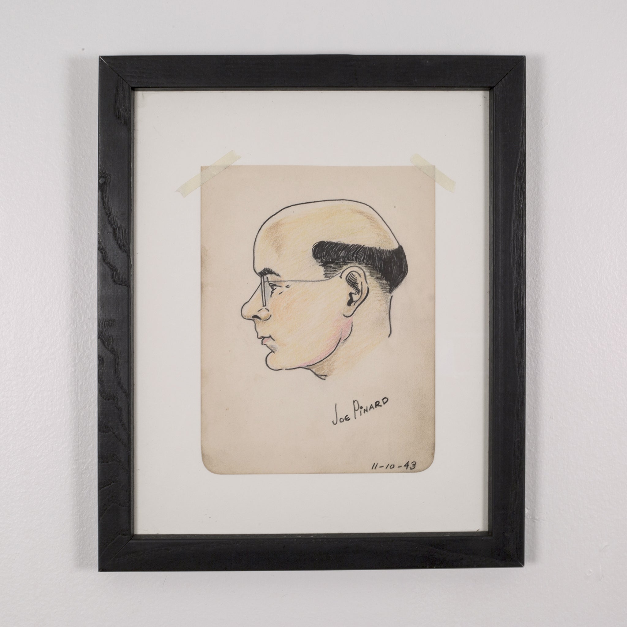 World War Era Sketched Profile of Man Title "Joe Pinard" by J. Thomas ...