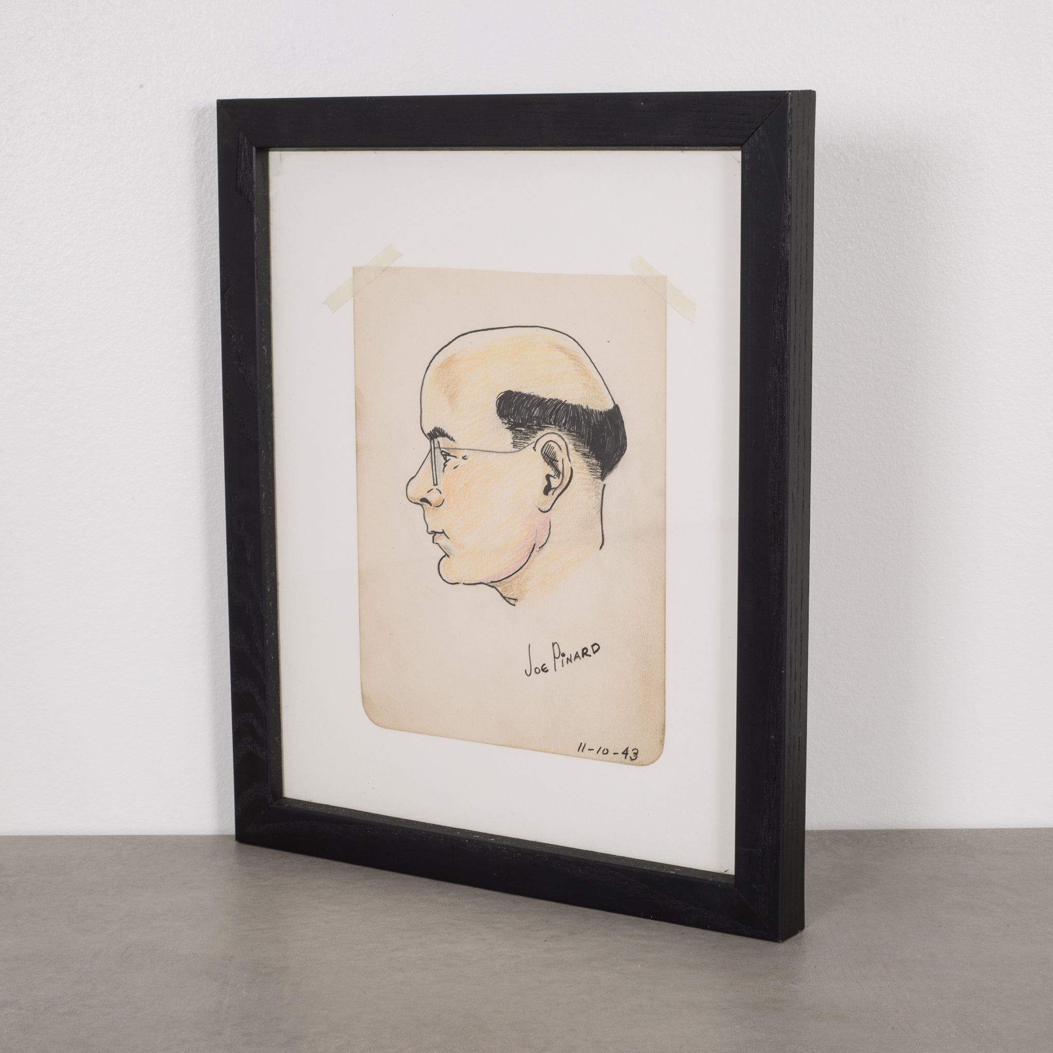 World War Era Sketched Profile of Man Title "Joe Pinard" by J. Thomas ...
